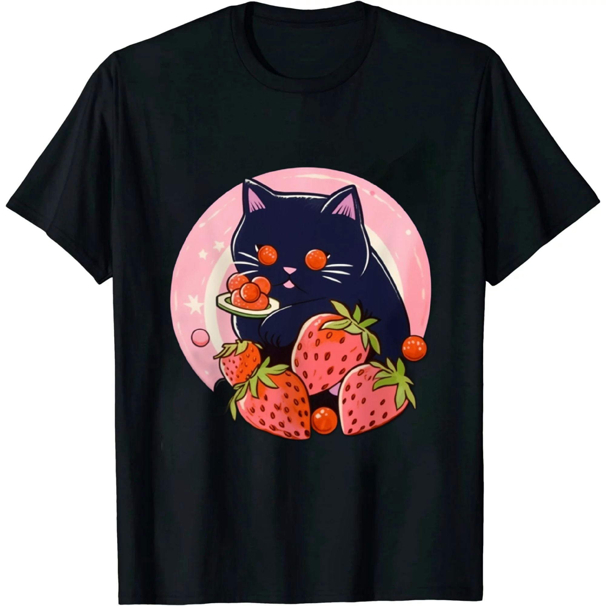 Nawypu Kawaii Cat Strawberry Milk Japanese Cat Lover Neko Anime T-Shirt ...