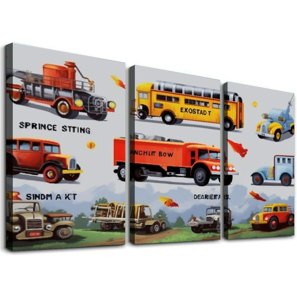 Awypu Kids ABC Transportation Alphabet Educational Canvas Wall Art 12 ...