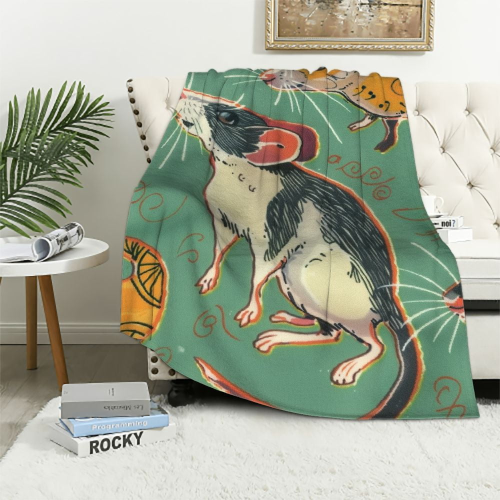 ONETECH Kids Plush Bed Blanket Throw Size Mouse Rodents Sherpa Blanket ...