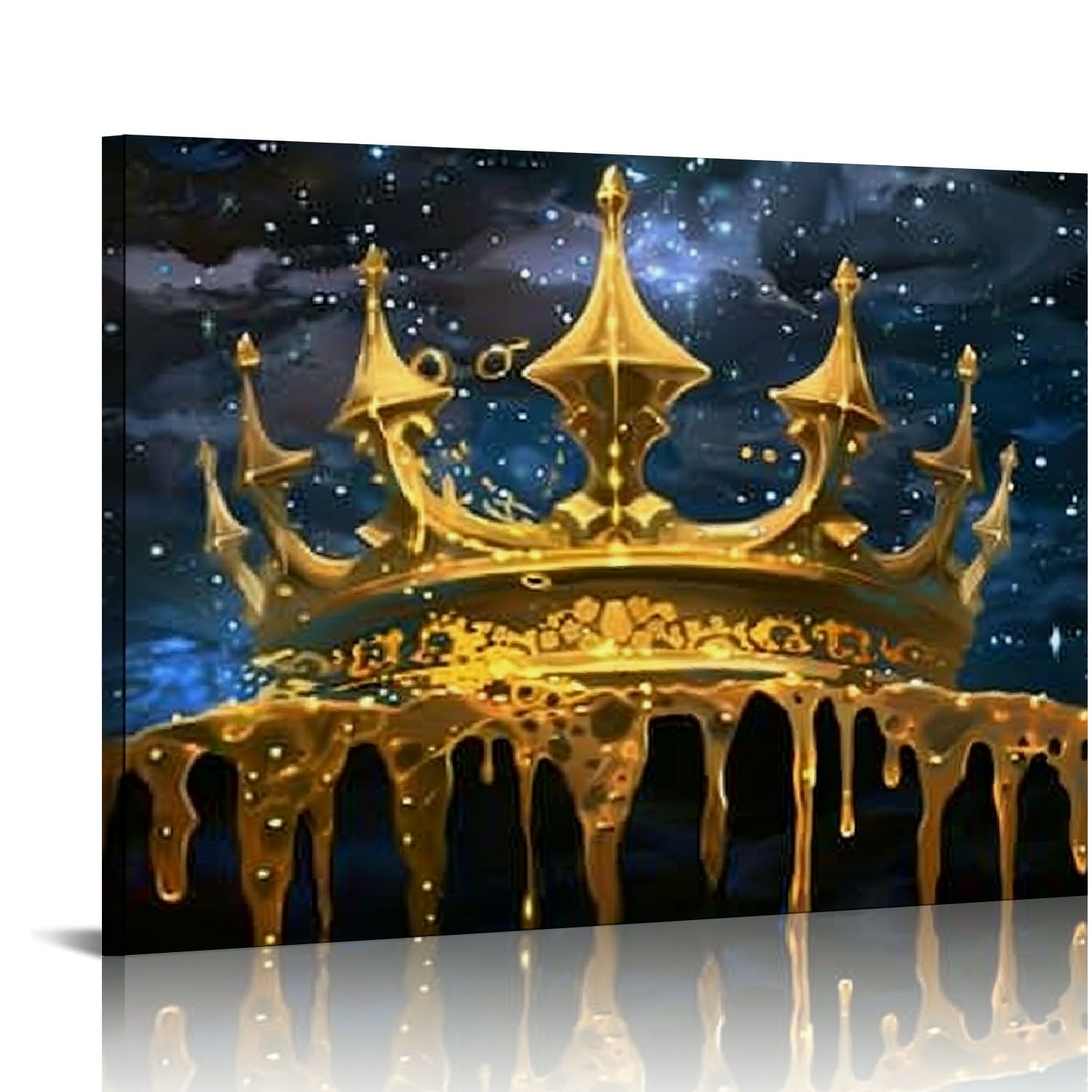 Nawypu King and Queen Crown Pictures for Wall Black and Gold Canvas Art ...