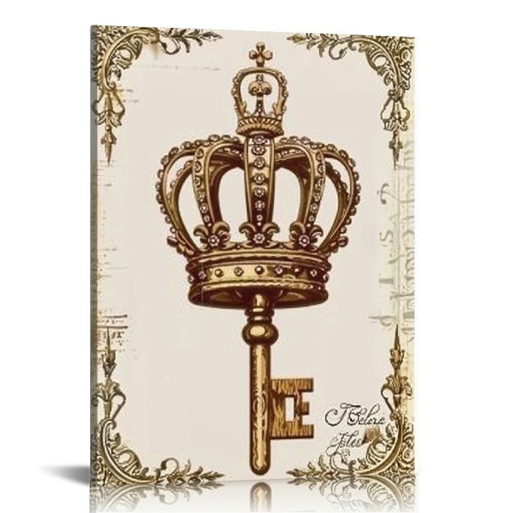 Nawypu King and Queen Fleur De Lis, Keys and Crown Print Set, King and ...