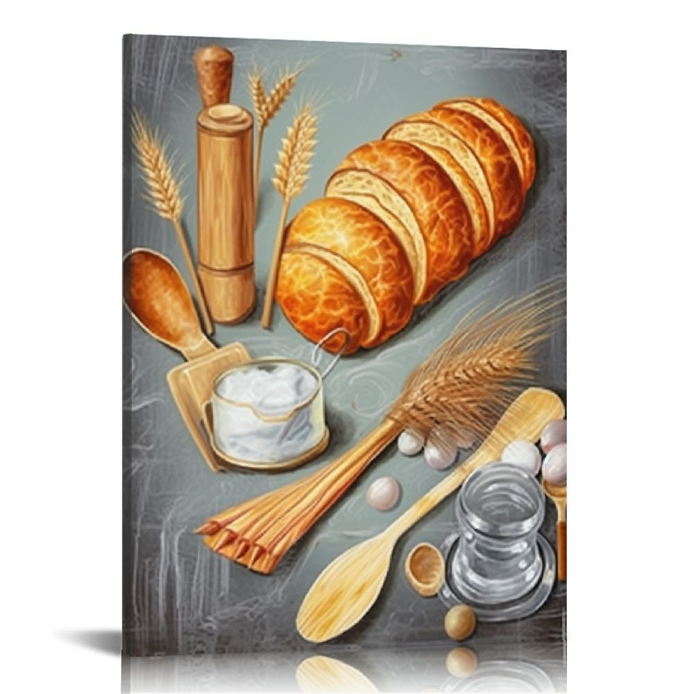 Nawypu Kitchen Wall Art Baking Utensils Bread The Picture of Food ...