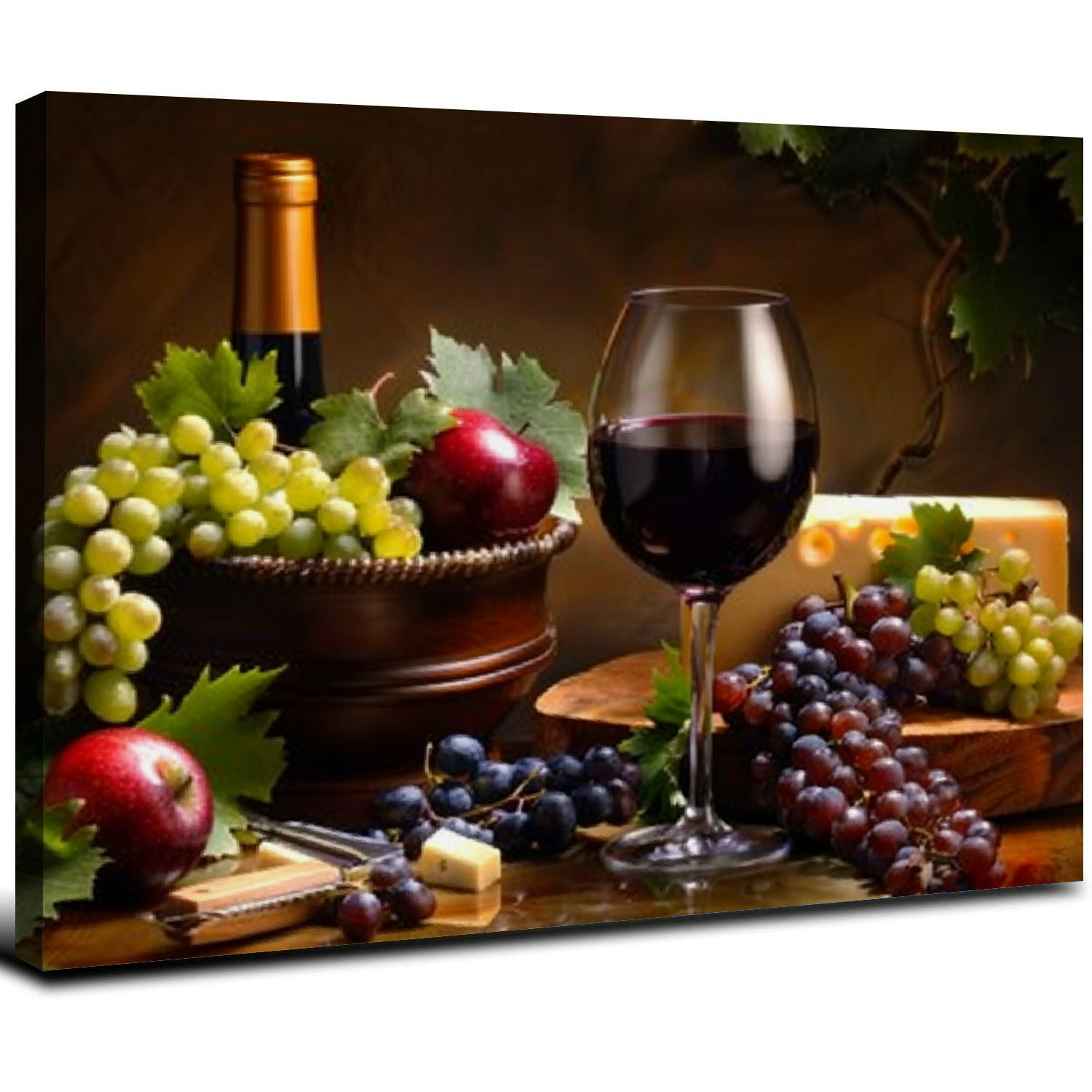 Nawypu Kitchen Wall Art Grapes and Wine Picture Fresh Fruits Canvas ...