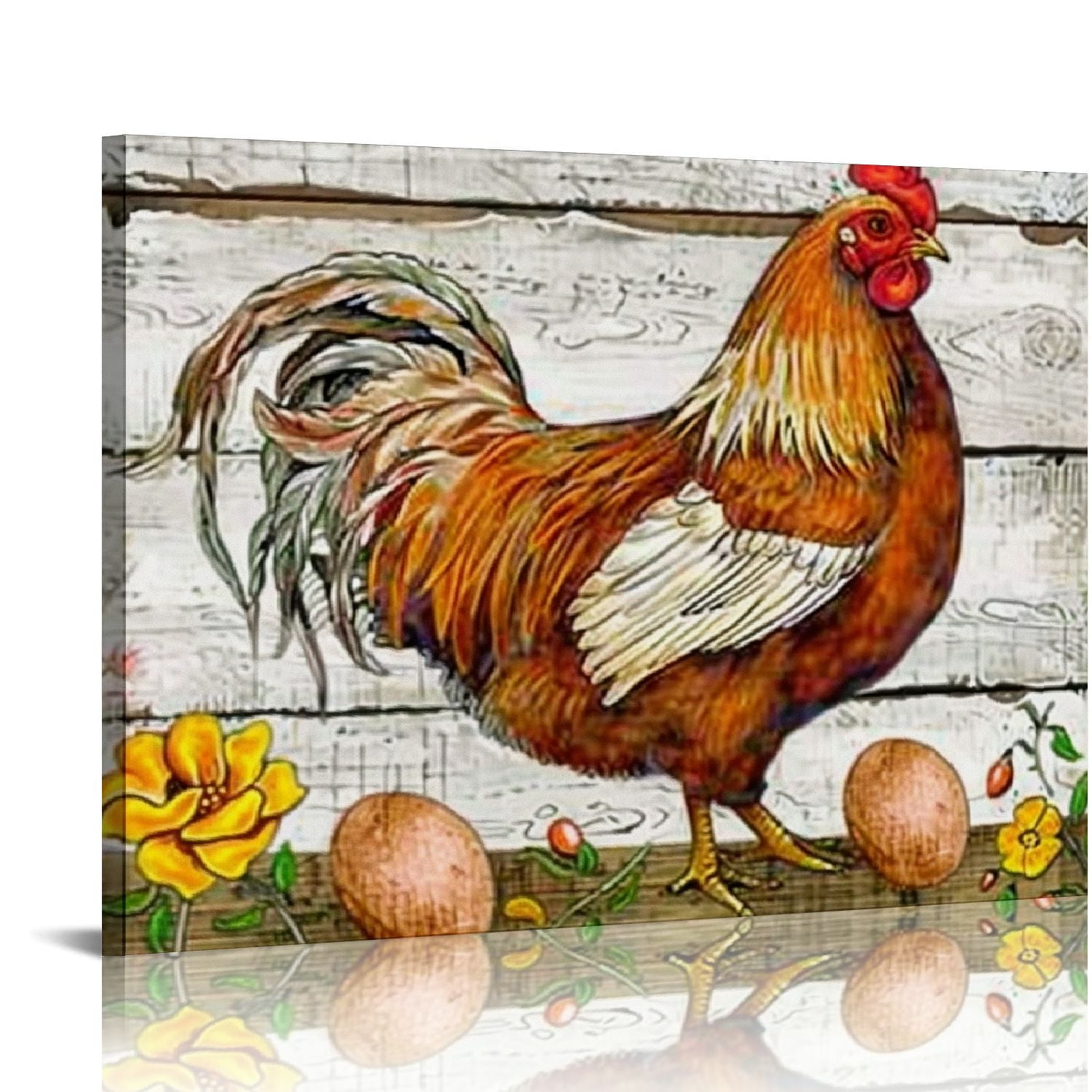 Nawypu Kitchen Wall Art, Rooster Kitchen Wall Decor, Chicken Art, Red ...
