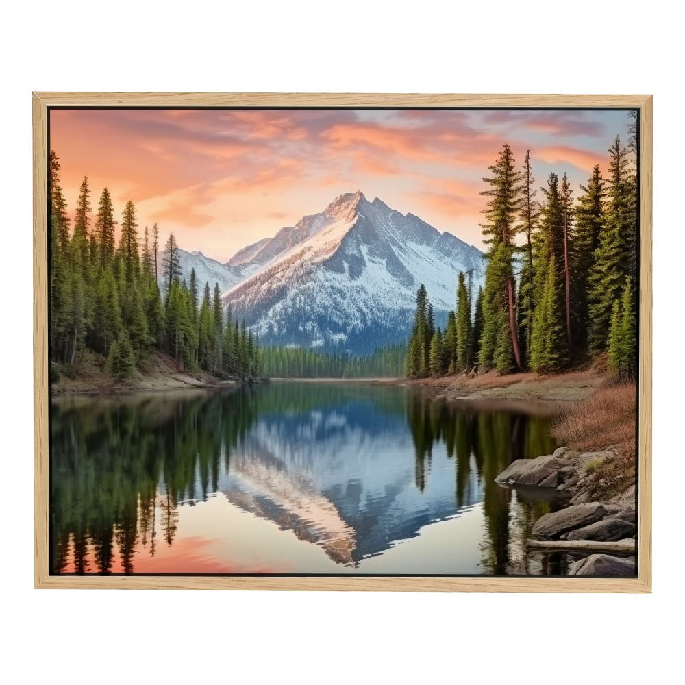 Nawypu Lake Canvas Wall Art Framed: Large Mountain Picture Landscape ...