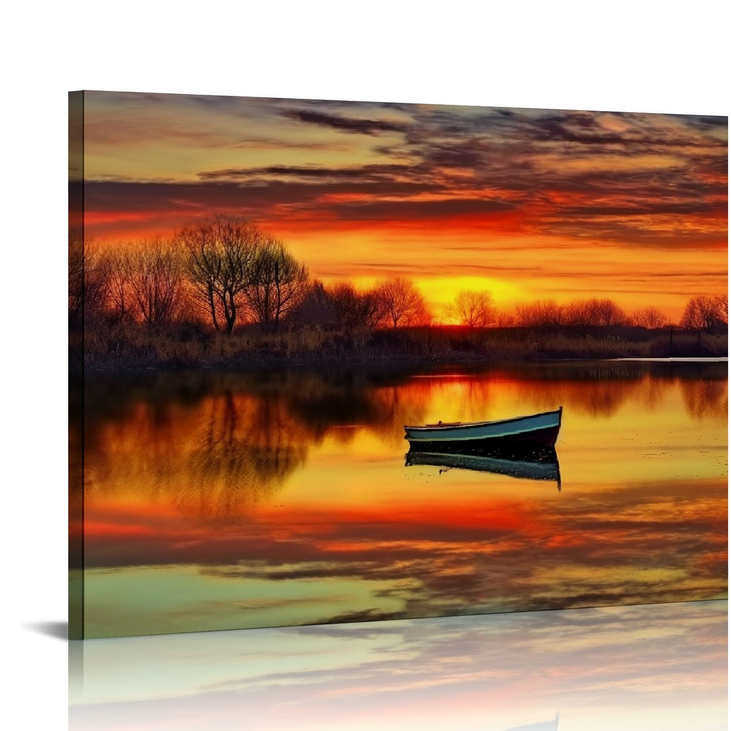 Nawypu Lake Sunset Canvas Wall Art: Framed Gorgeous Dusk Landscape ...