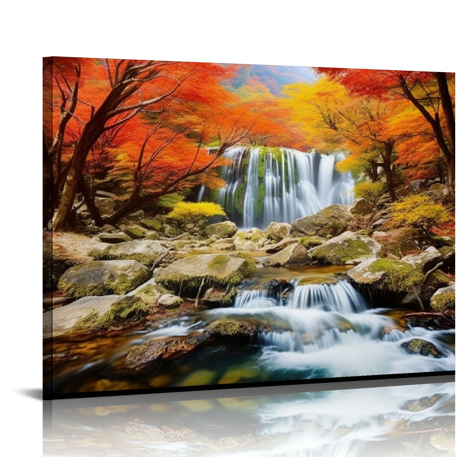 Nawypu Landscape Canvas Wall Art Waterfall Nature Forest Scenery ...