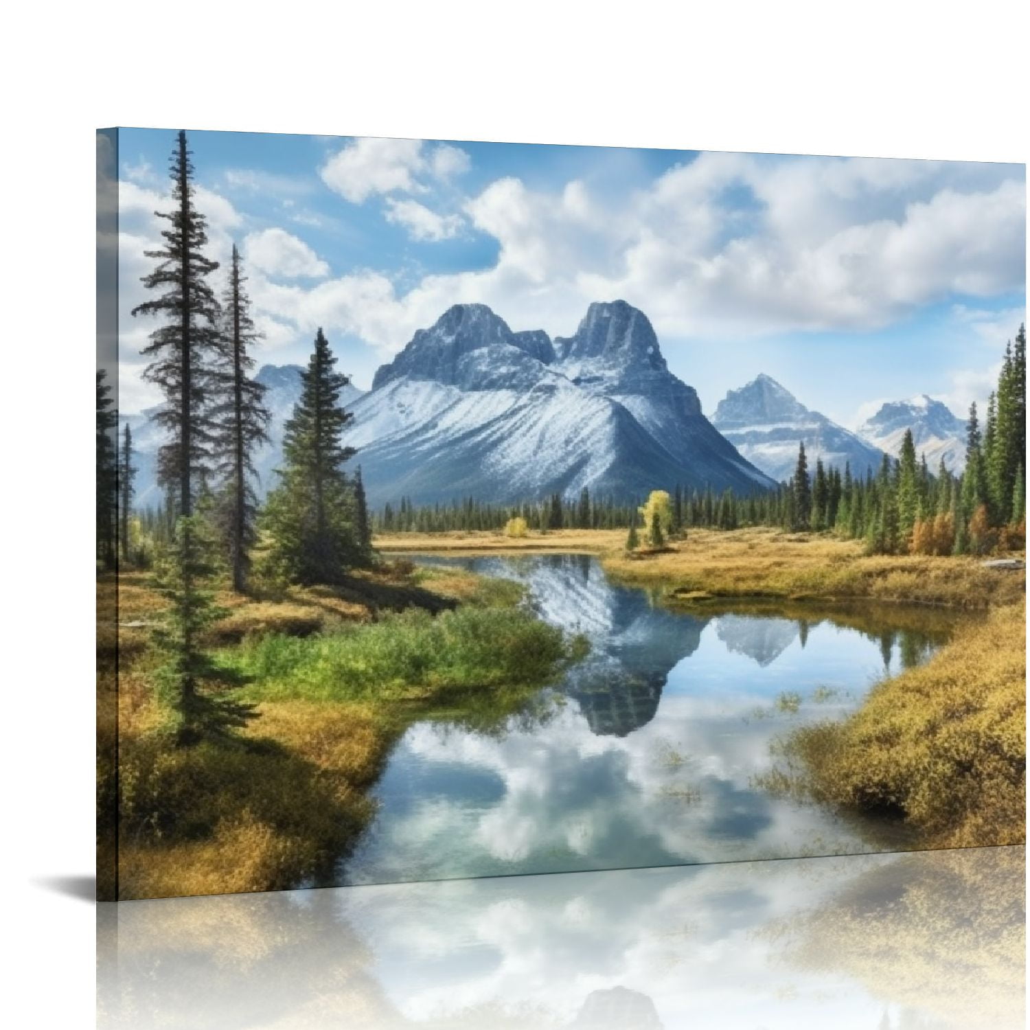 Nawypu Landscape Lake Wall Art Canvas: Nature Scenery Picture Mountain ...