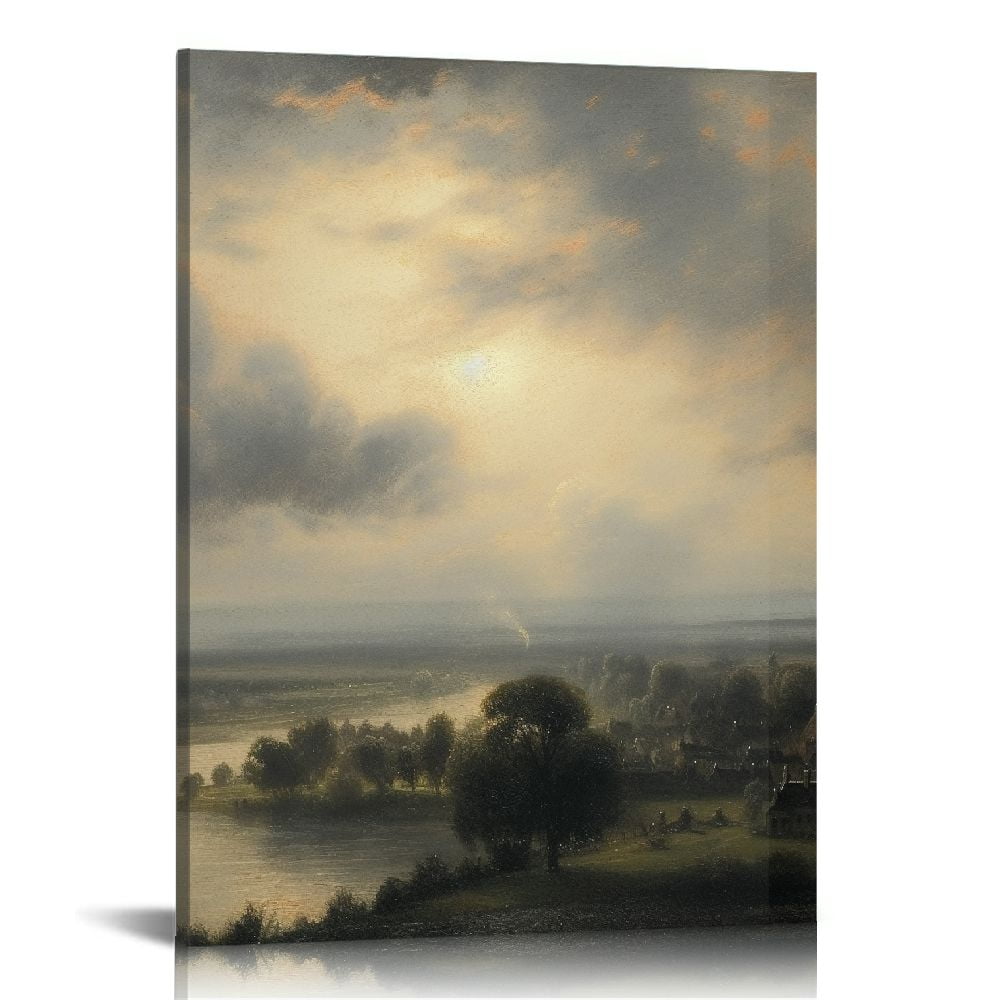 Nawypu Landscape Square Framed Canvas Wall Art Room Decor, Scenery Sky ...