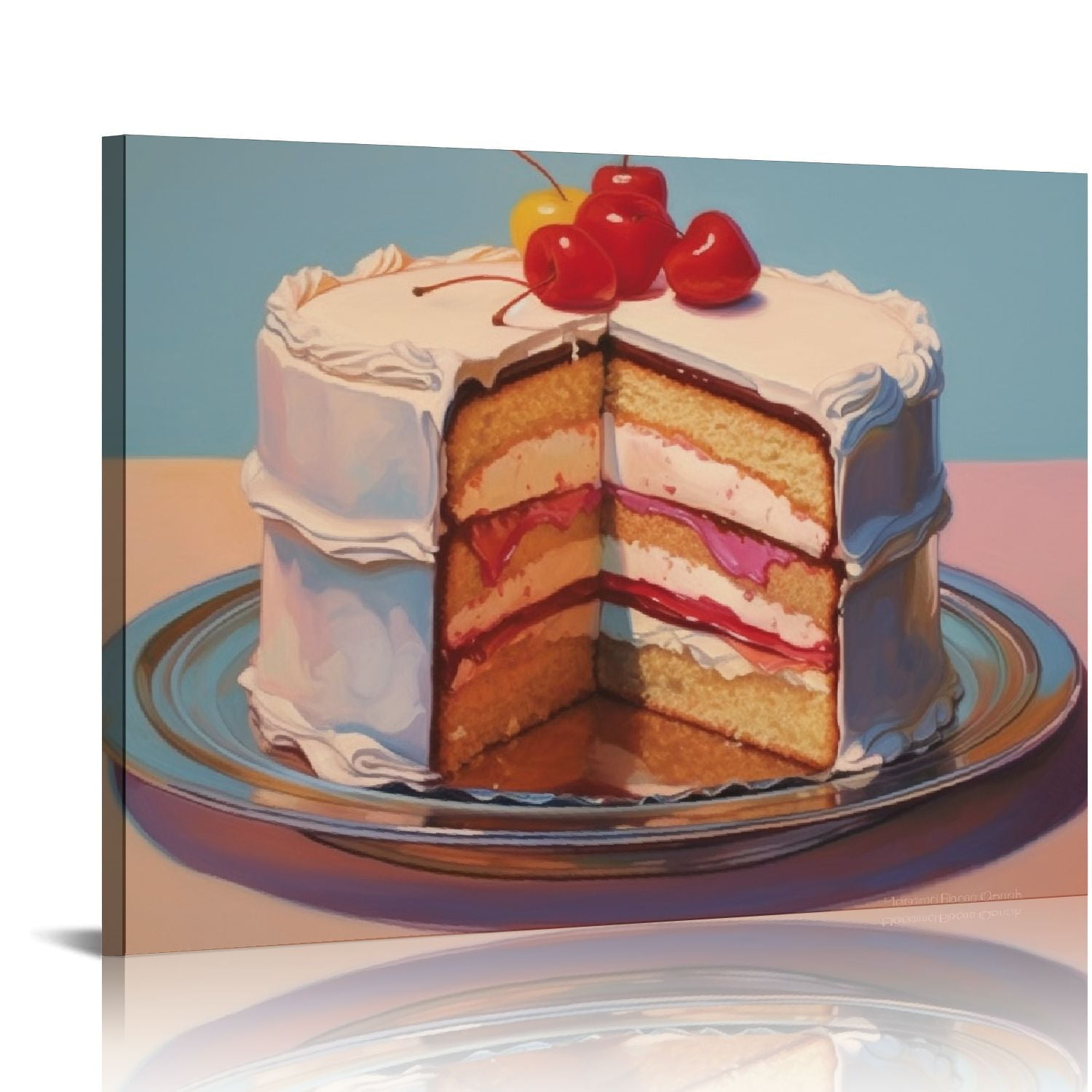 Nawypu Landscaping Poster Strawberry Cake Painting Kitchen Wall Art ...