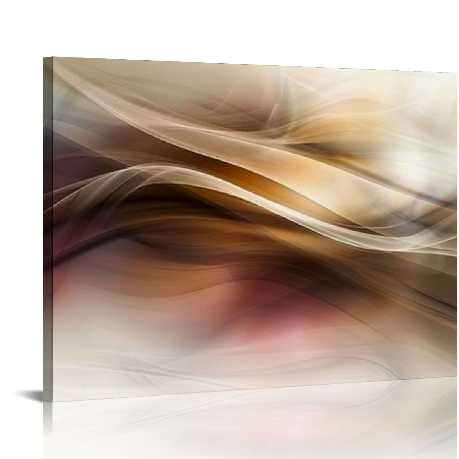 Nawypu Large Abstract Canvas Print Artwork Brown Beige Waves Canvas ...