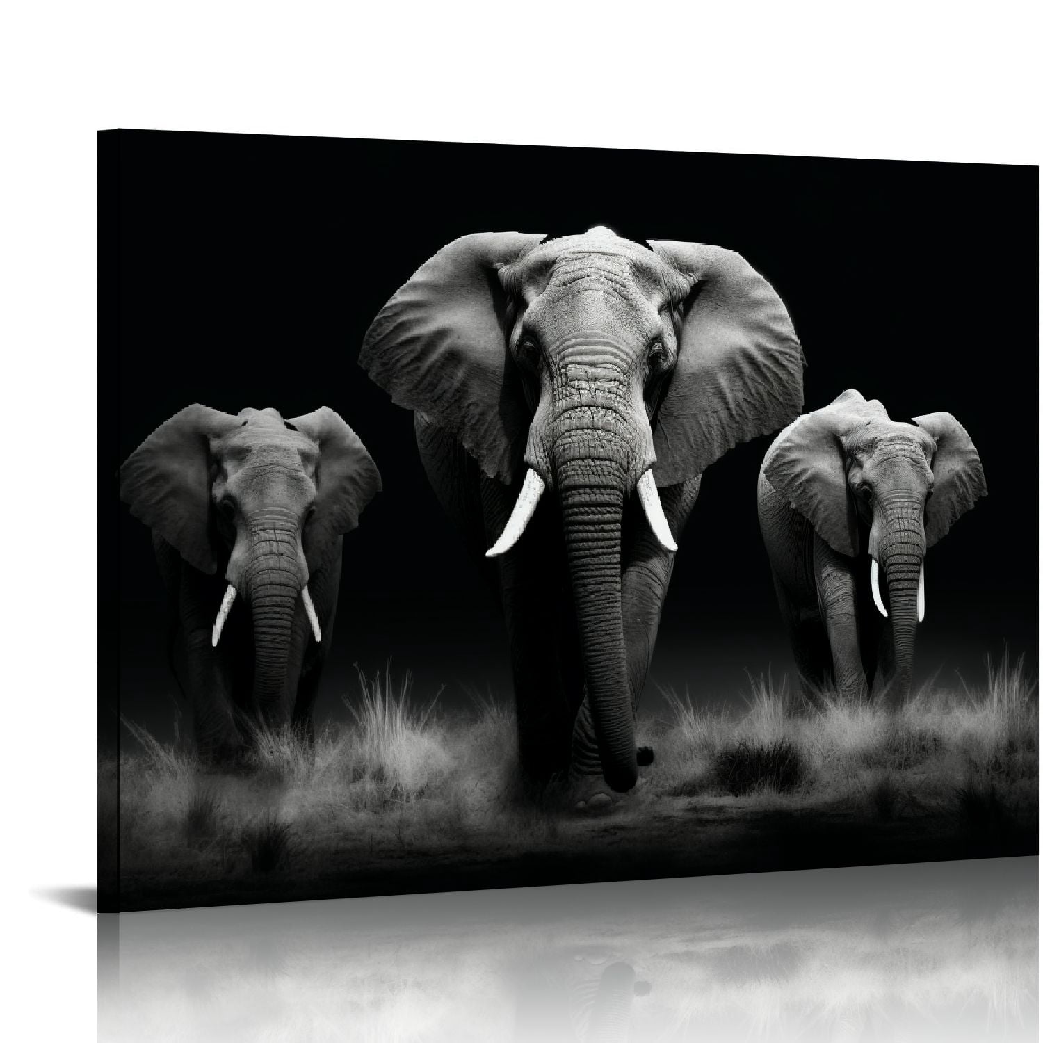 Nawypu Large Black White Elephant Contemporary African Animal Wall Art ...