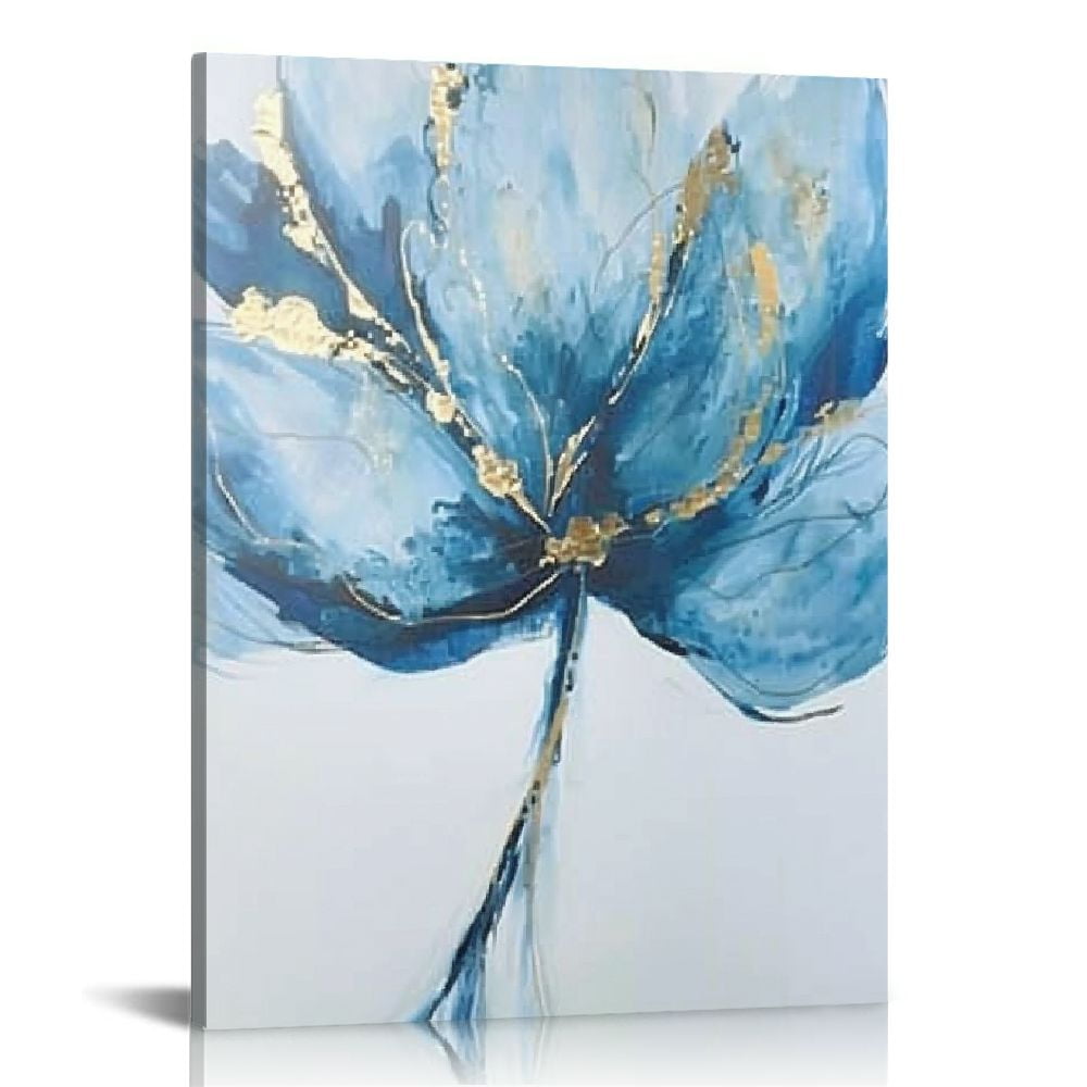 Nawypu Large Flower Canvas Wall Art for Living Room Framed Blue ...