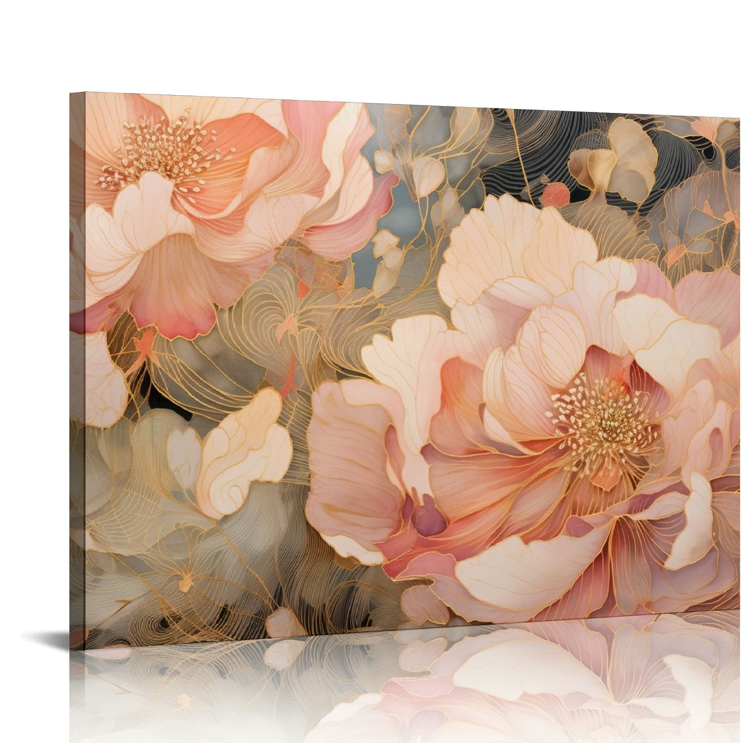 Nawypu Large Flower Canvas Wall Art for Living Room Bedroom Pink Floral ...