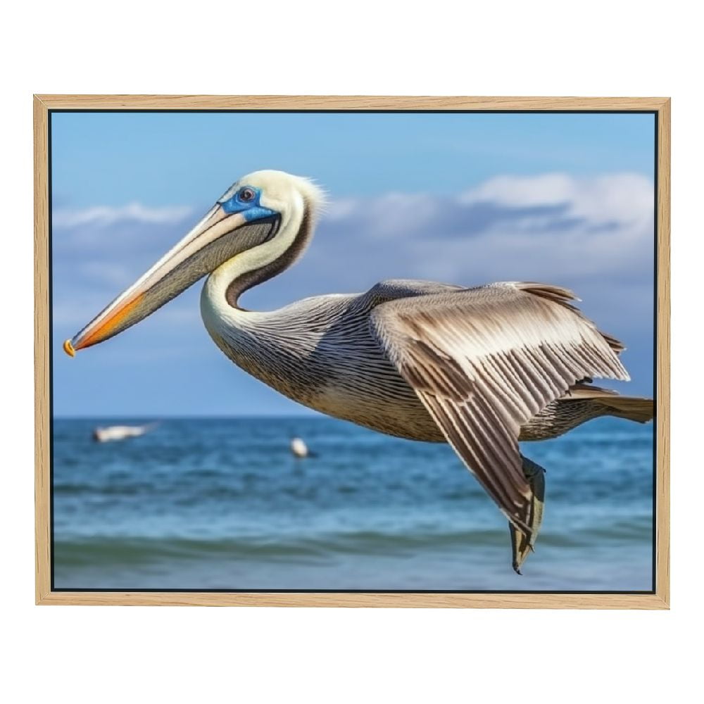 Nawypu Large Framed Wall Art Ready to Hang Brown Pelican Flying Over ...