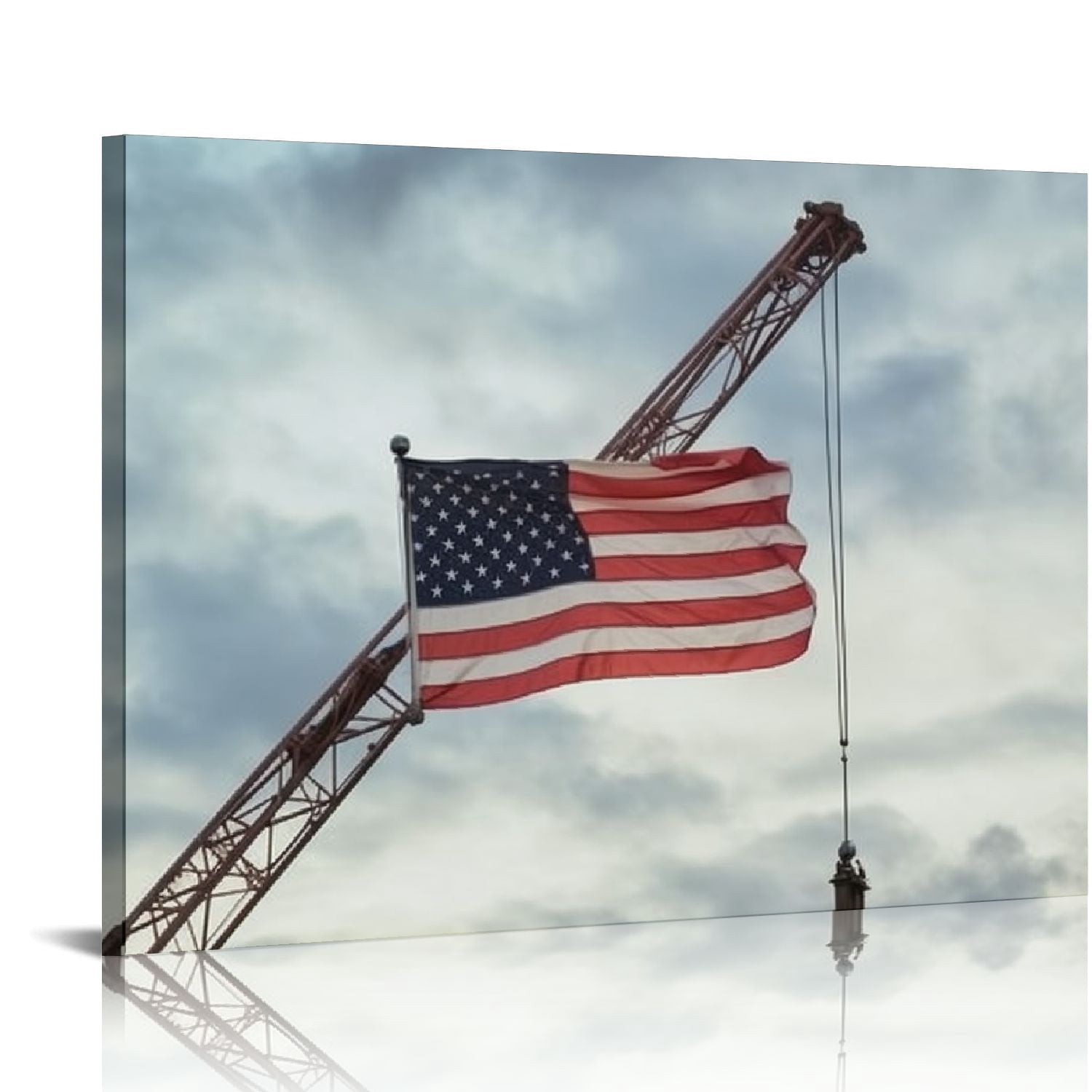 Nawypu Large Framed Wall Art Ready to Hang tattered american flag flies ...