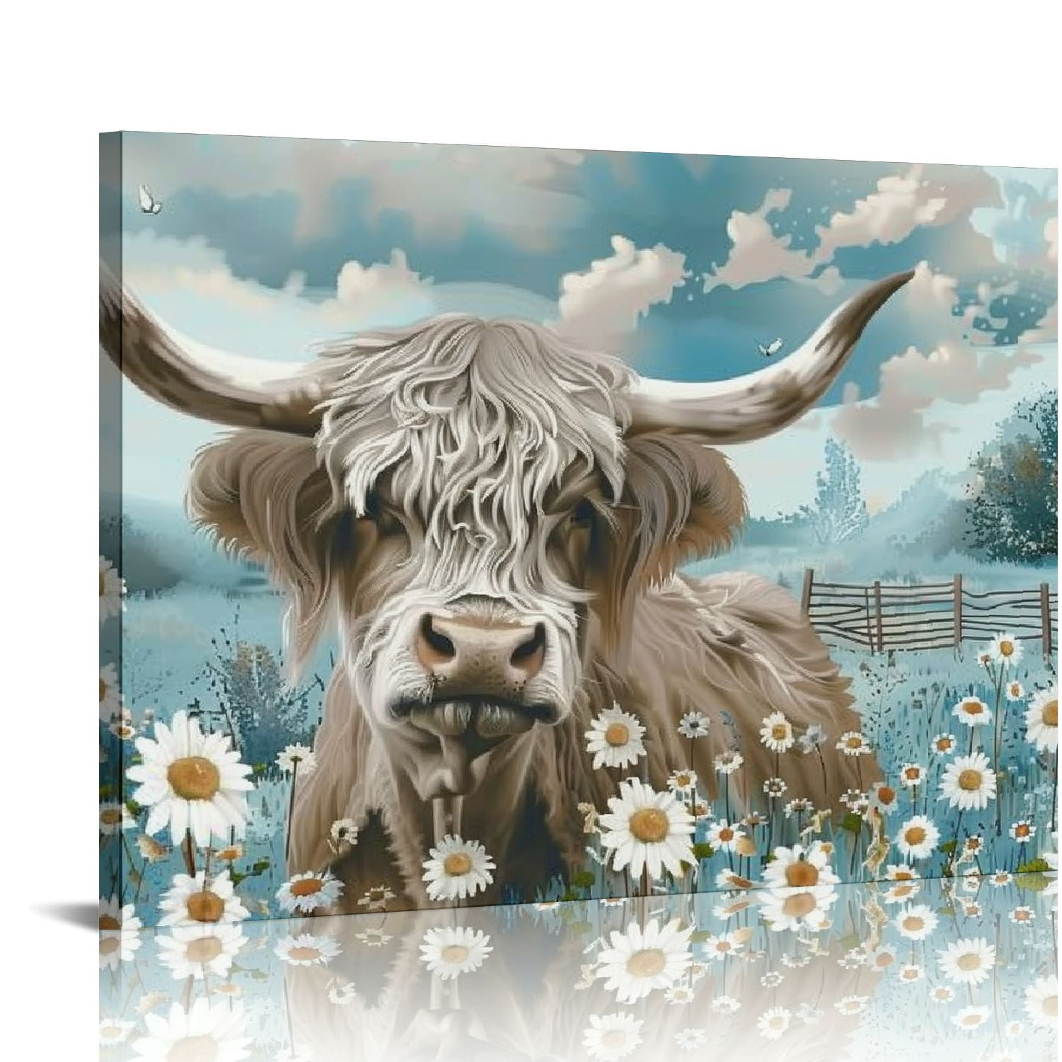 Nawypu Large Highland Cow Canvas Wall Art for Living Room Rustic ...