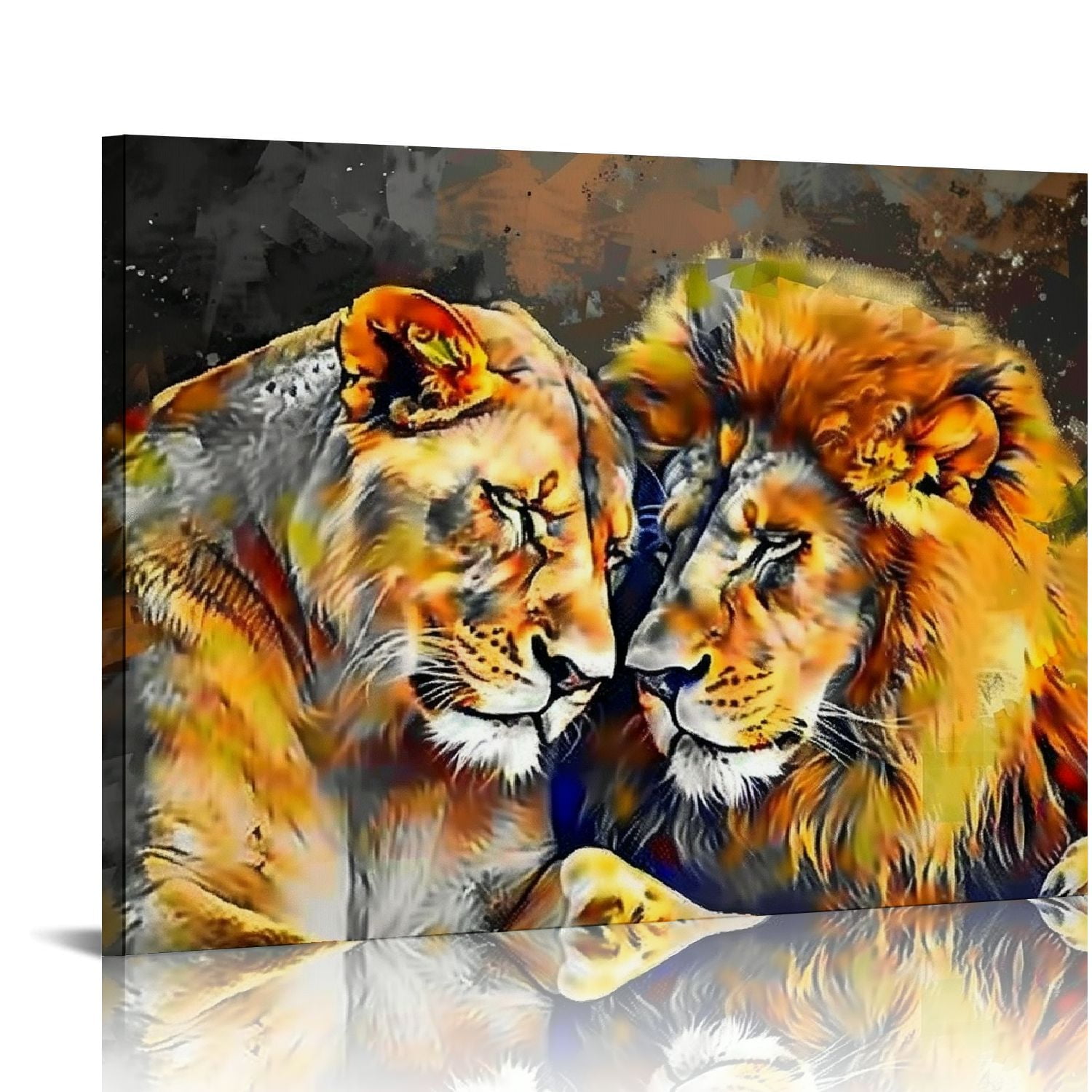 Nawypu Large Lion Couple Canvas Wall Art Wild Lioness and Lion Romantic ...