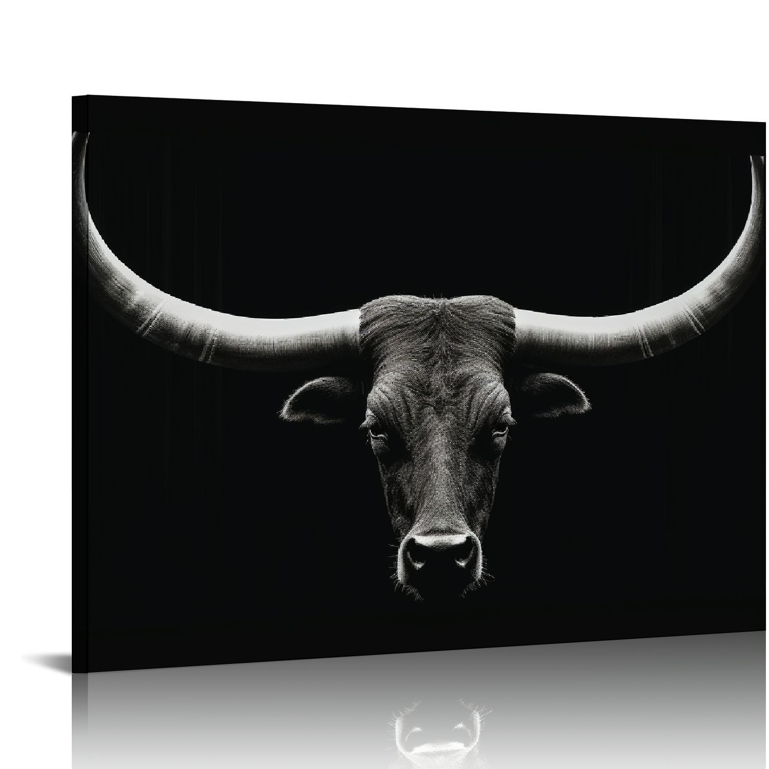 Nawypu Large Size Longhorn Cow Canvas Wall Art Black and White Western ...