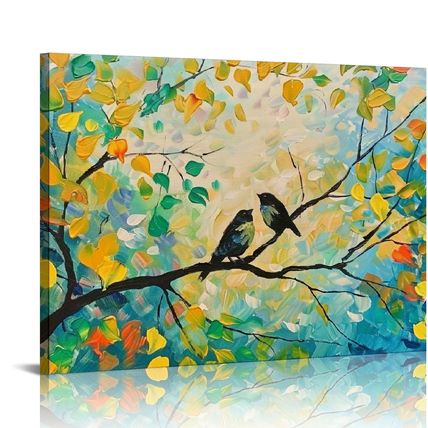 Nawypu Large Size Romantic Birds Canvas Wall Art Loving Birds on Tree ...