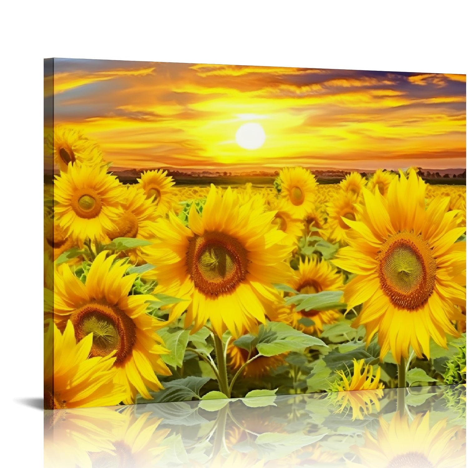 Nawypu Large Sunflower Canvas Wall Art Yellow Sunrise Flowers in Field ...
