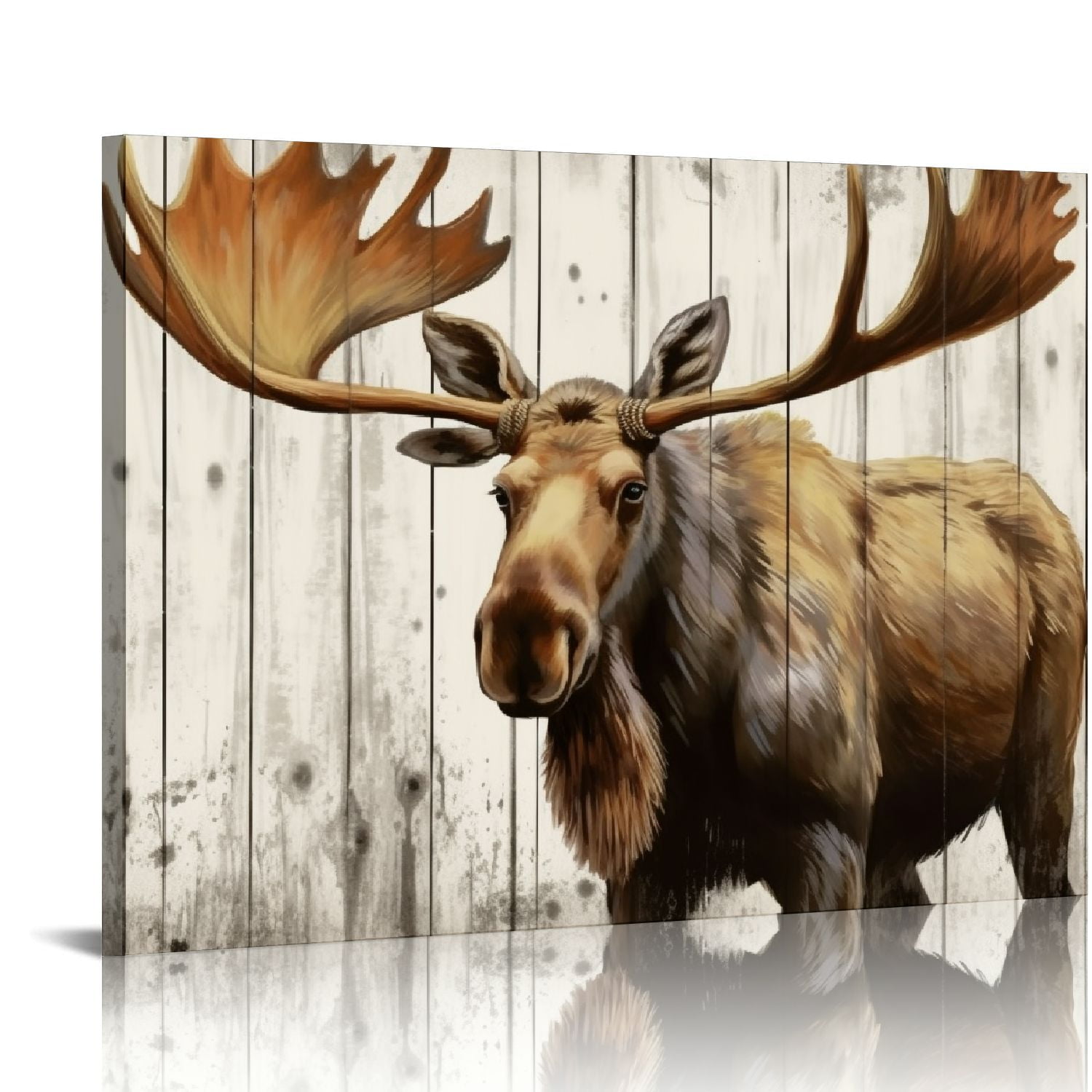 Nawypu Large Vintage Moose Canvas Wall Art The Picture Wildlife Elk ...