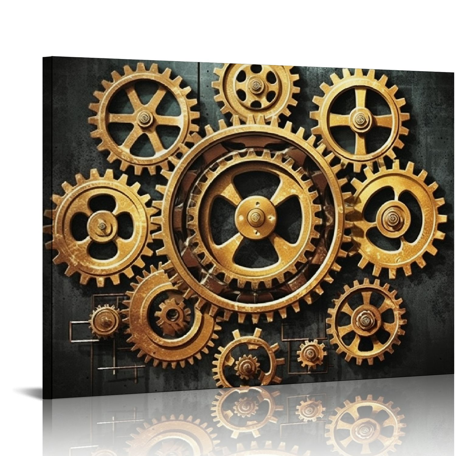 Nawypu Large Vintage Steampunk Gear Canvas Wall Art Abstract Industrial ...