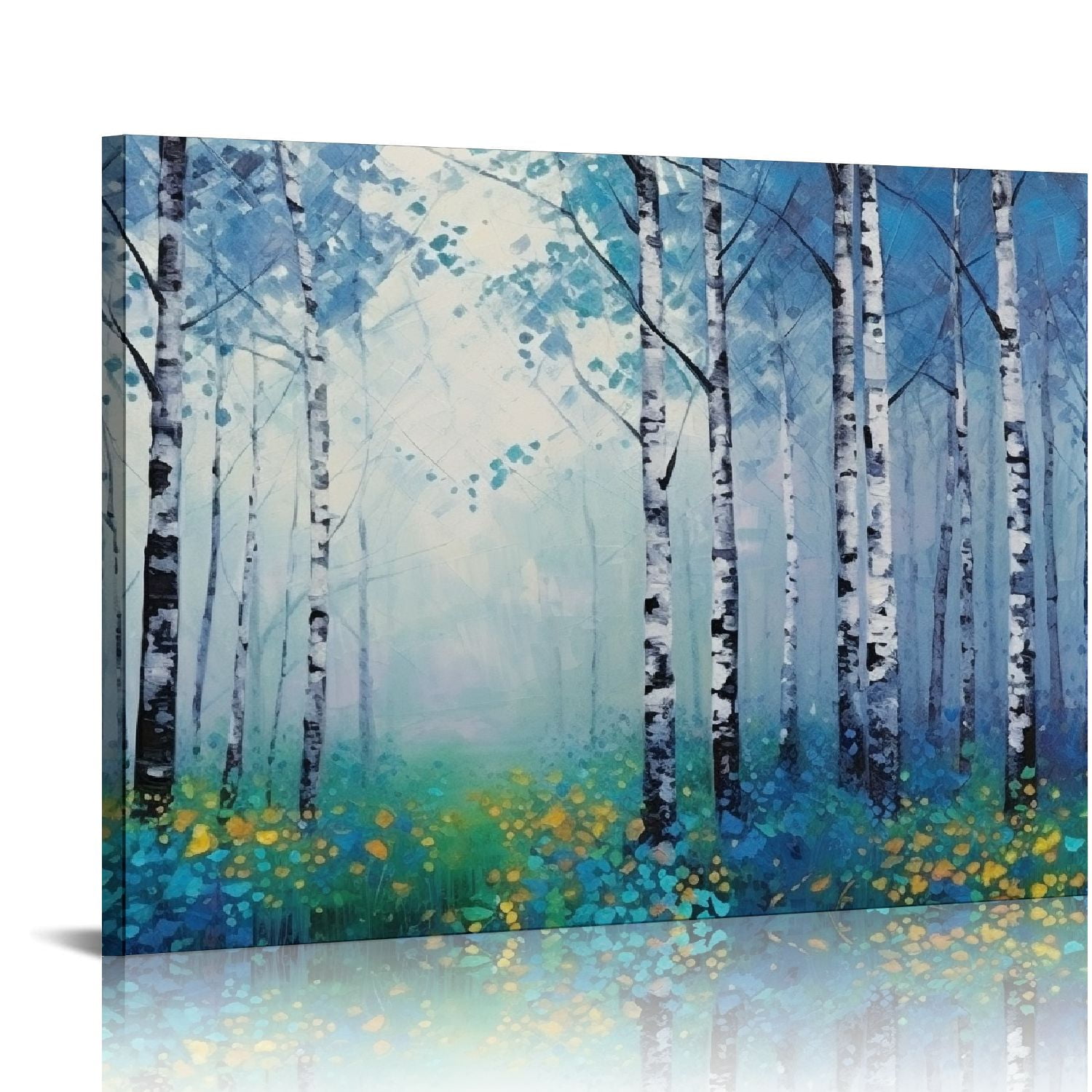 Nawypu Large White Birch Forest Wall Art Decor Canvas Picture Print ...