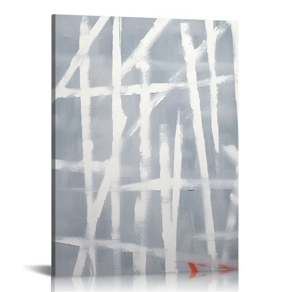 Nawypu Large White abstract Wall Art - Painting with White Stroke ...