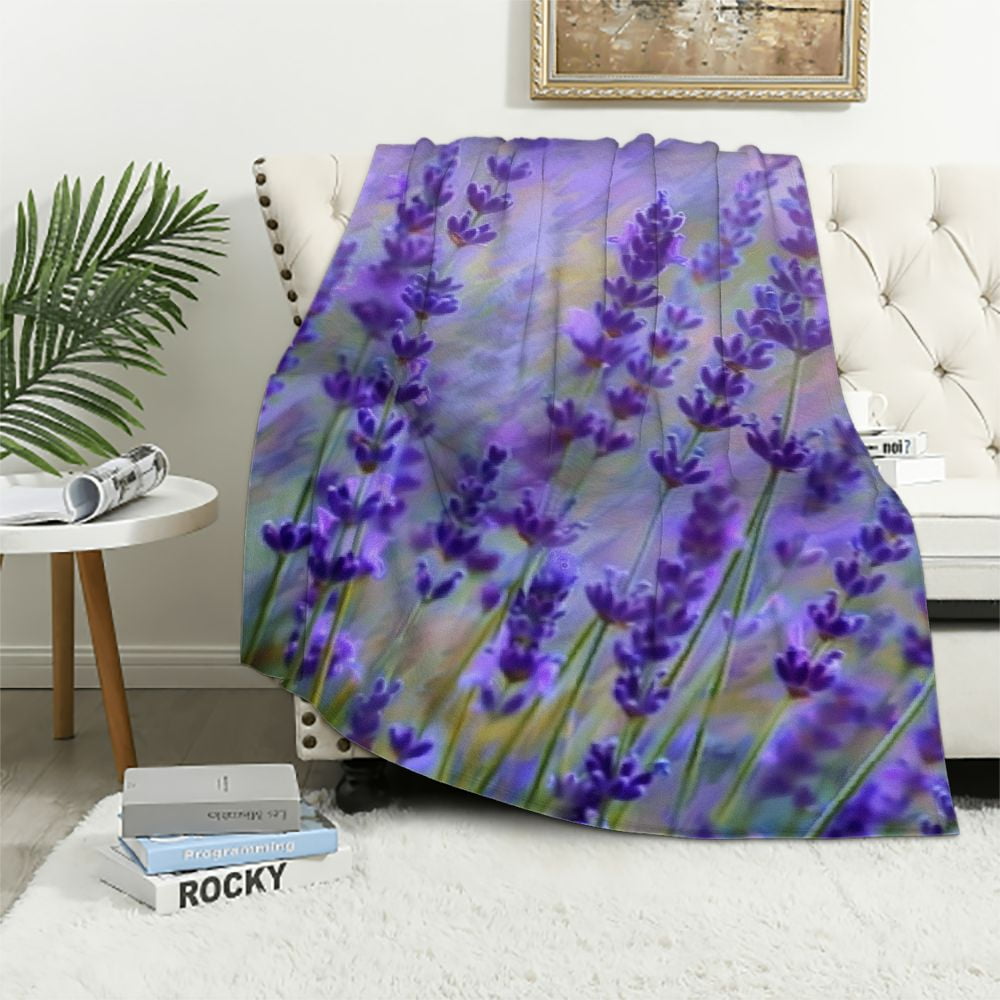 Nawypu Lavender Flower Violet Purple Flannel Blanket Ultra-Soft Cozy ...