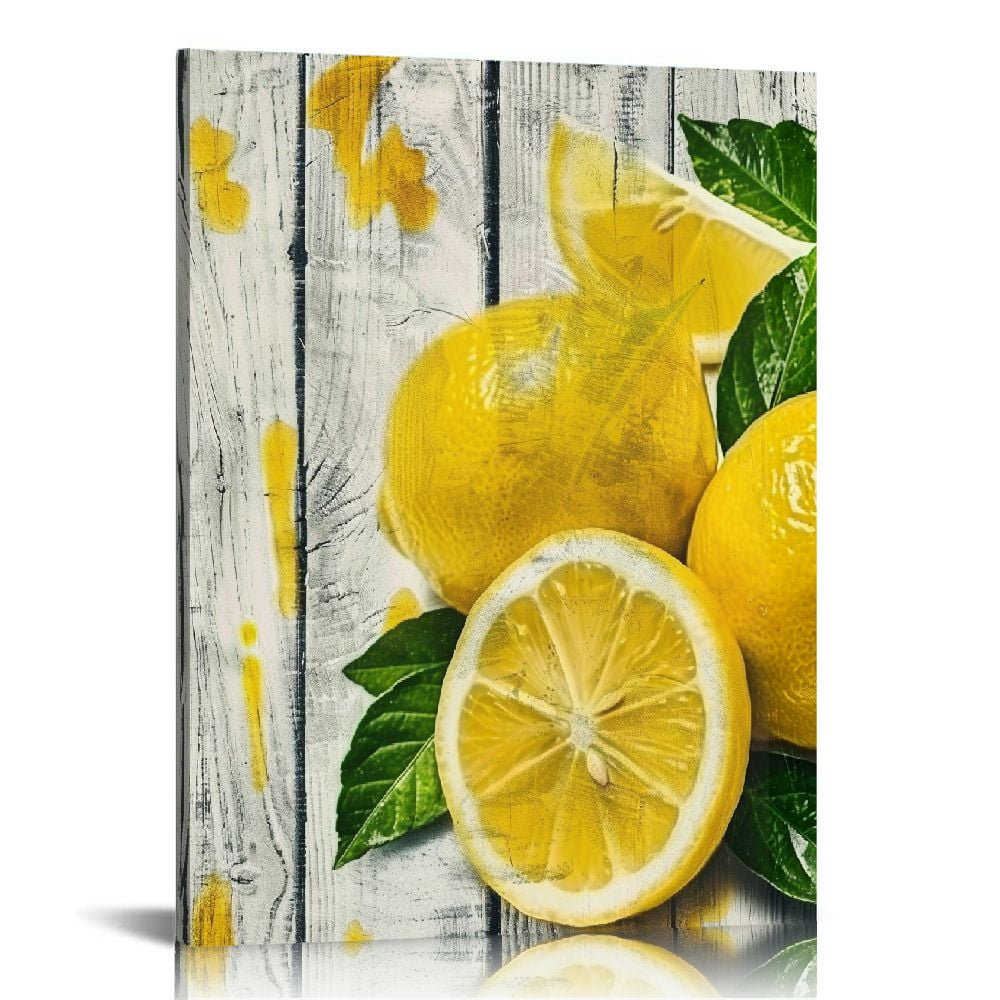 Nawypu Lemon Canvas Wall Art Fruit Pictures Prints for Kitchen Vintage ...