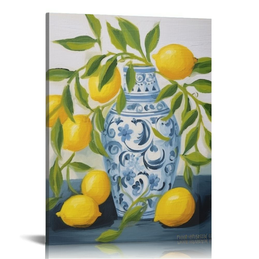 Nawypu Lemon Fruit Tree Ornate Vase Still Life Painting, Design by ...