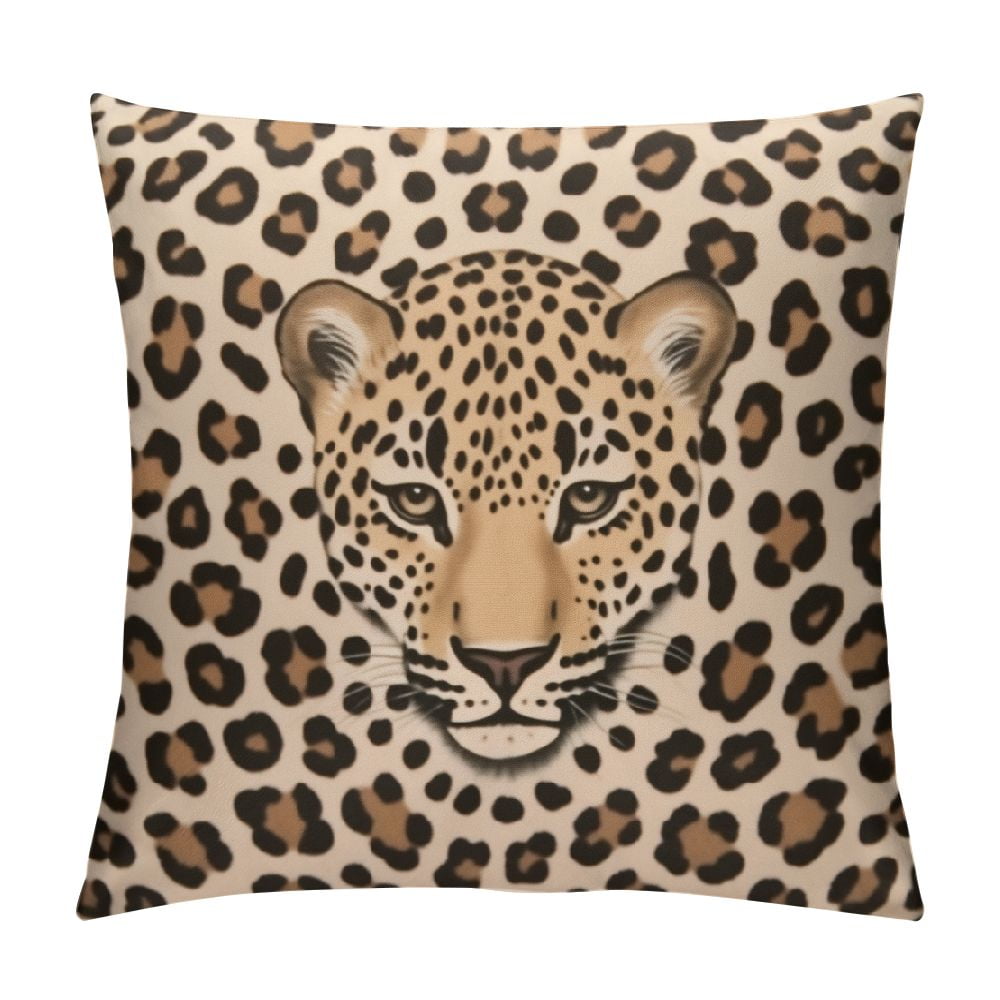 Nawypu Leopard Print Throw Pillow Covers Animal Skin Texture Decorative ...