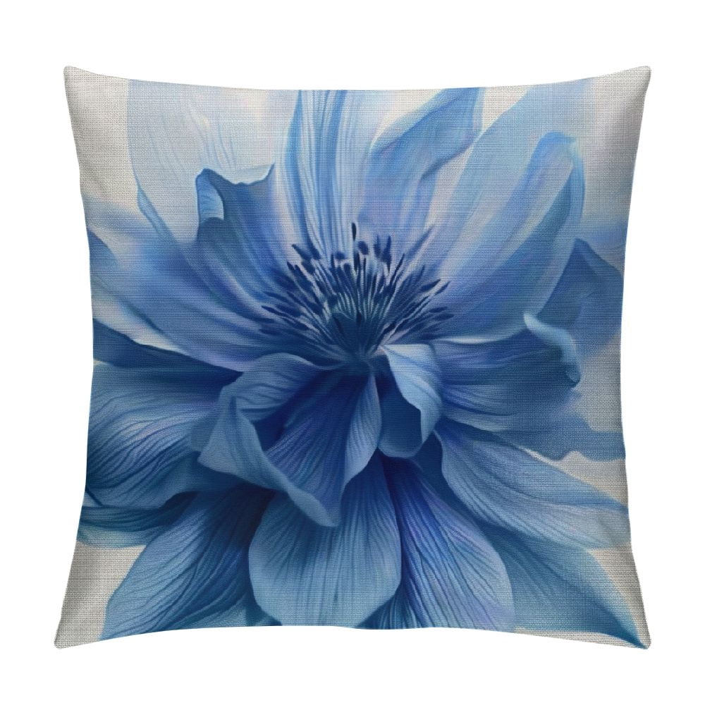 Nawypu Light Blue Flower Throw Pillow Cover, Dahlia Flower Decorative ...