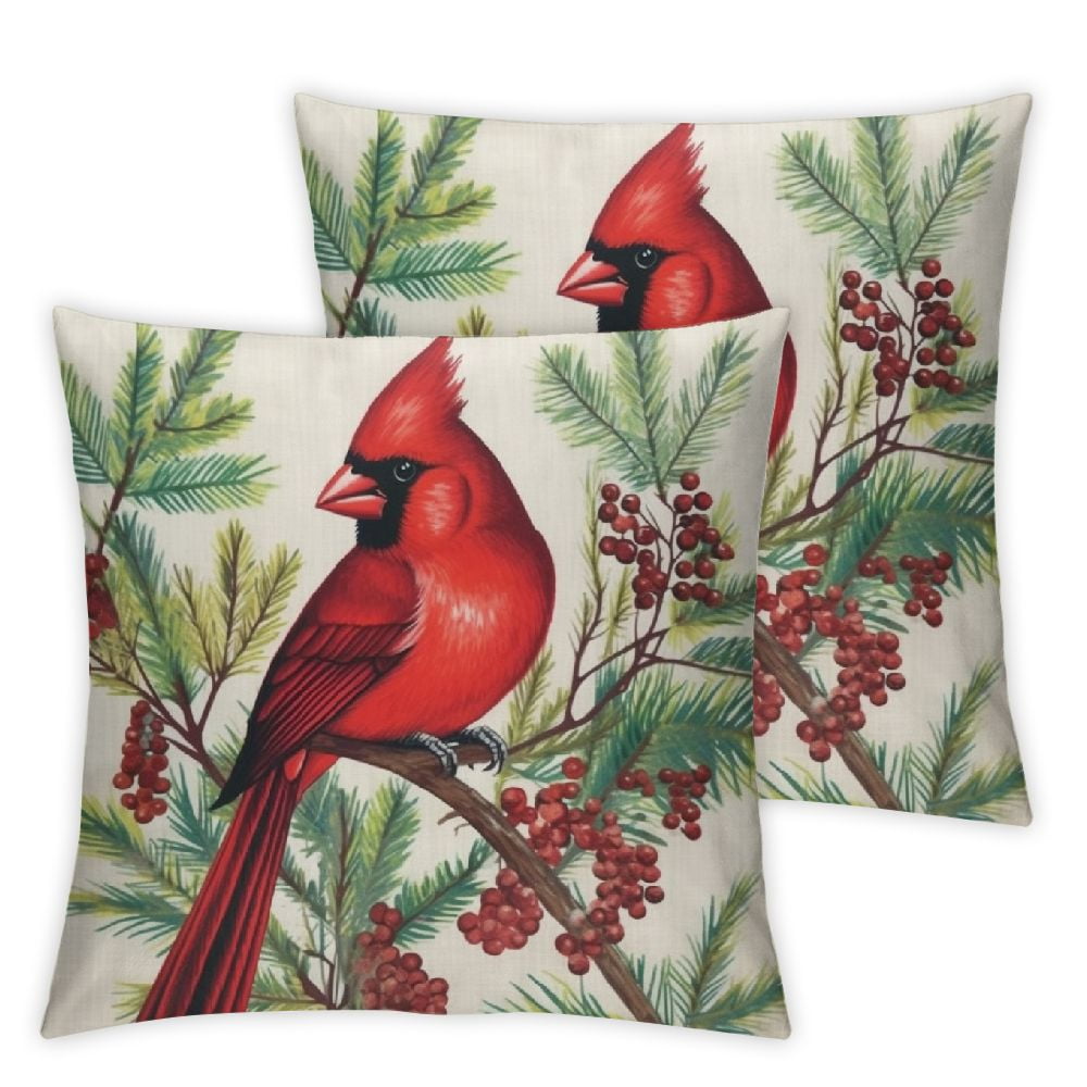 Nawypu Linnet Throw Pillow Cover, Decorative Red Birds Pillow Case ...