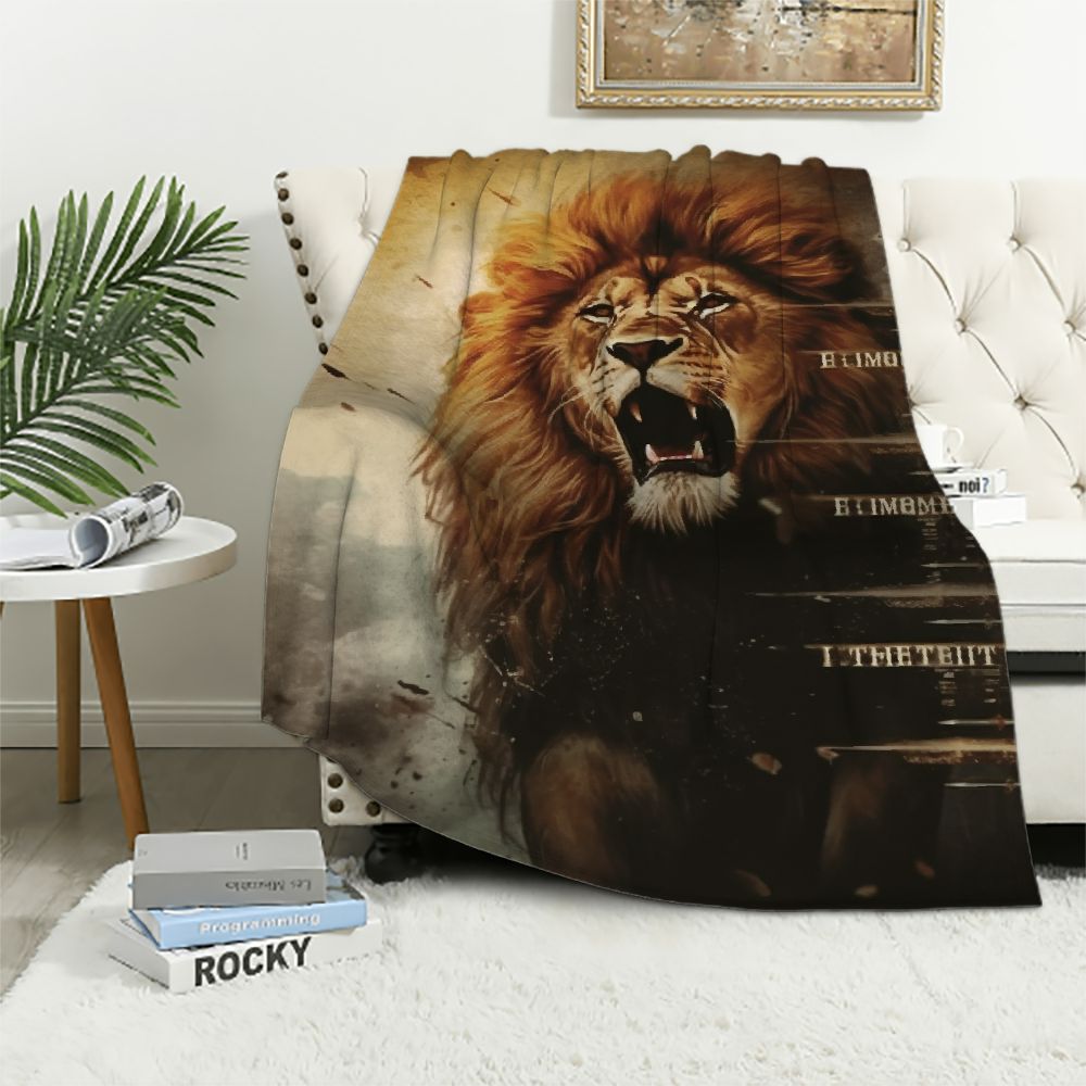 ONETECH Lion Blanket Gifts for Boy Girl Motivational Lion Throw Blanket ...