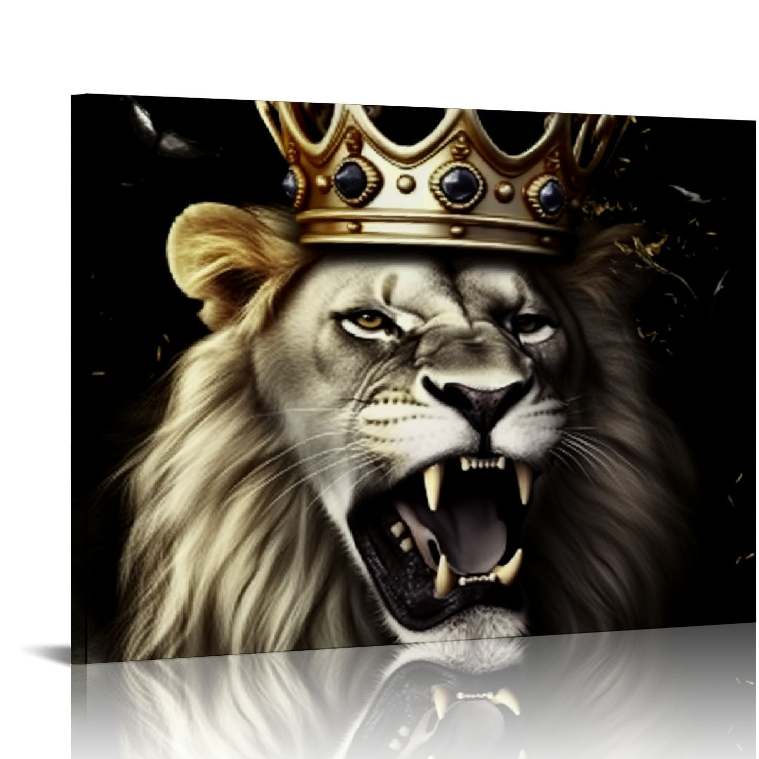 Nawypu Lion Canvas Wall Art Black and White Lion with Crown Pictures ...