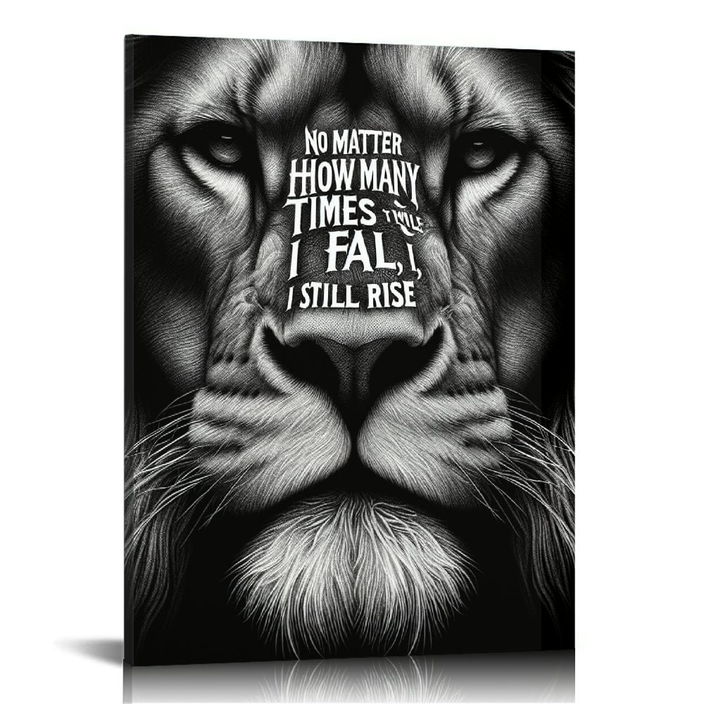 Nawypu Lion Canvas Wall Art Black and White Animal Inspirational ...