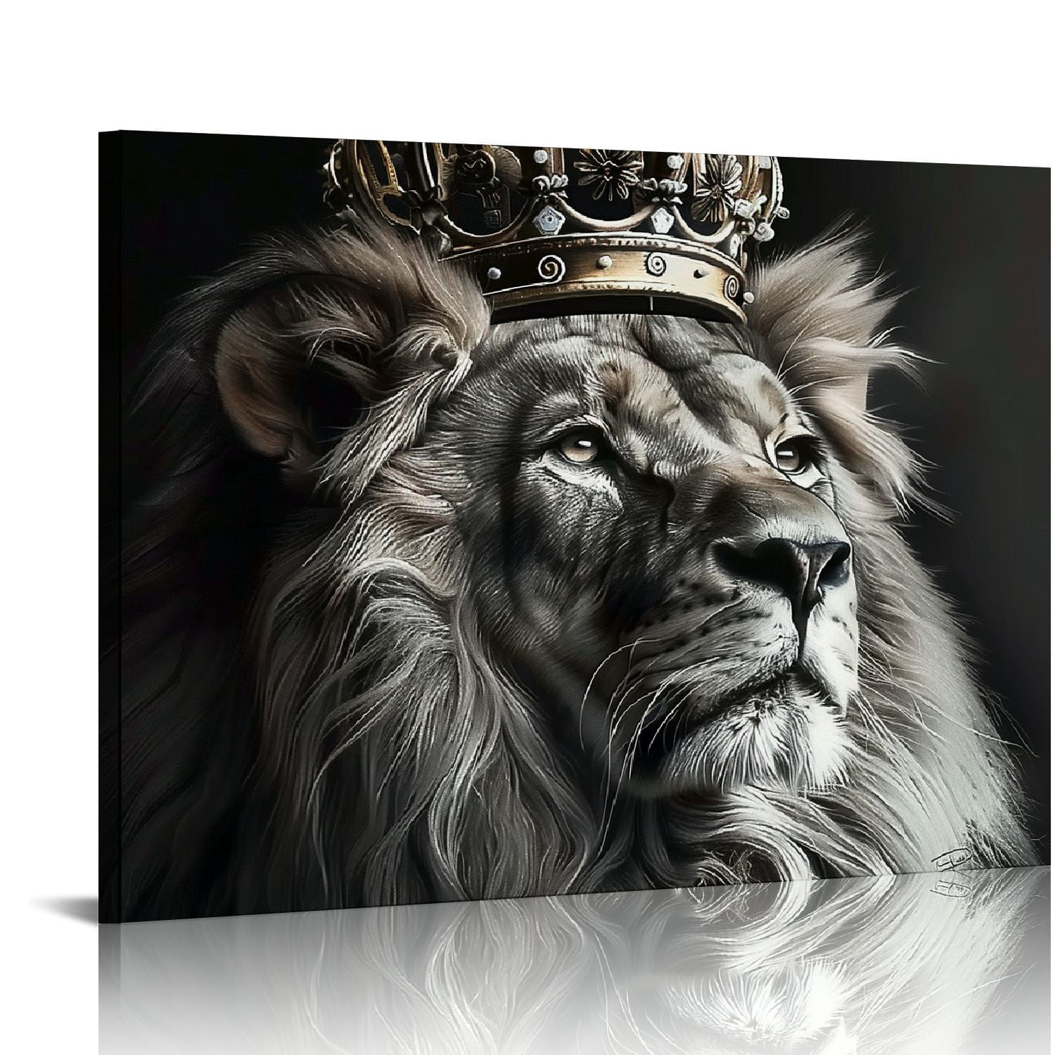 Nawypu Lion King with Crown Canvas Wall Art Black and White African ...