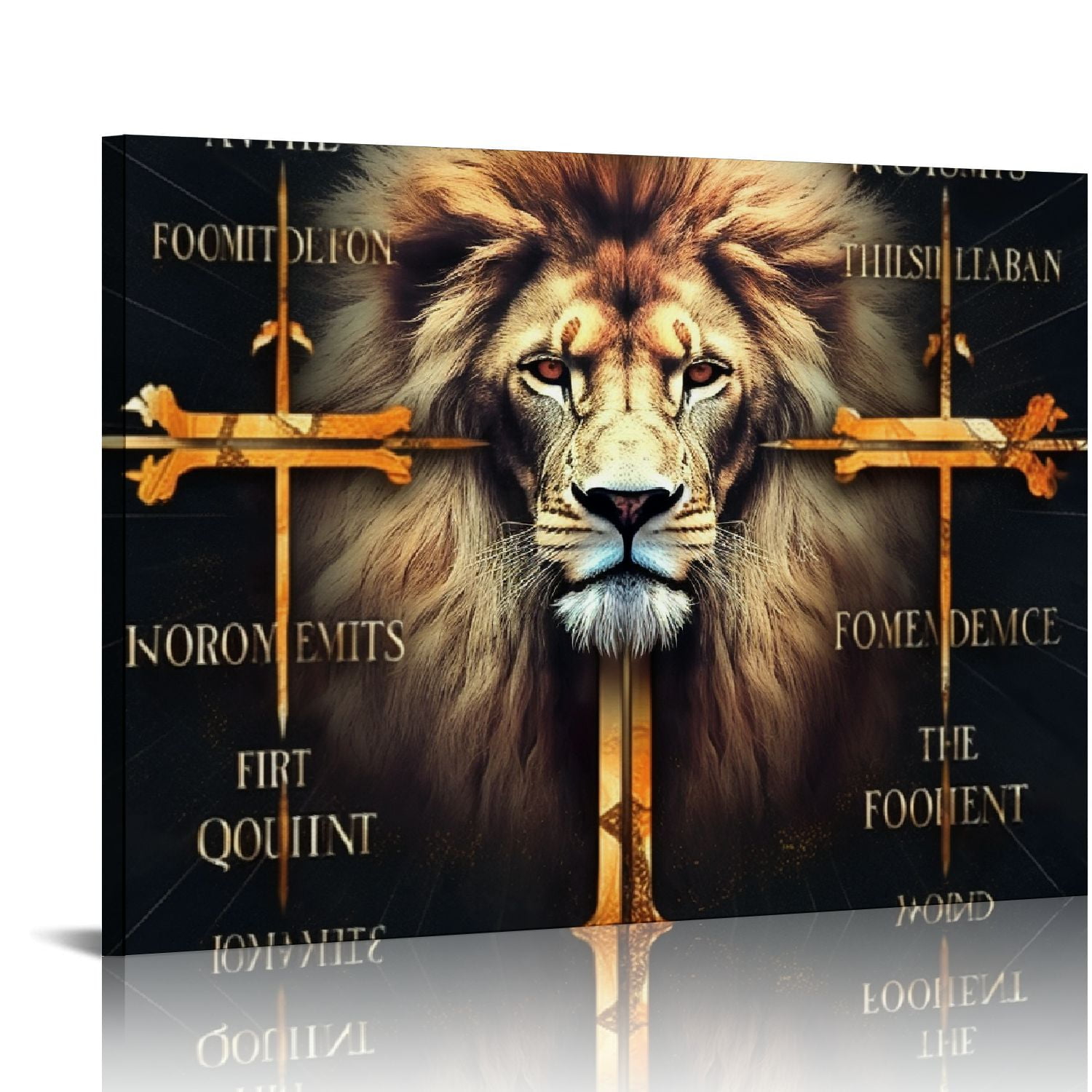 Nawypu Lion Motivational Canvas Wall Art Christian Cross Lion Wall ...