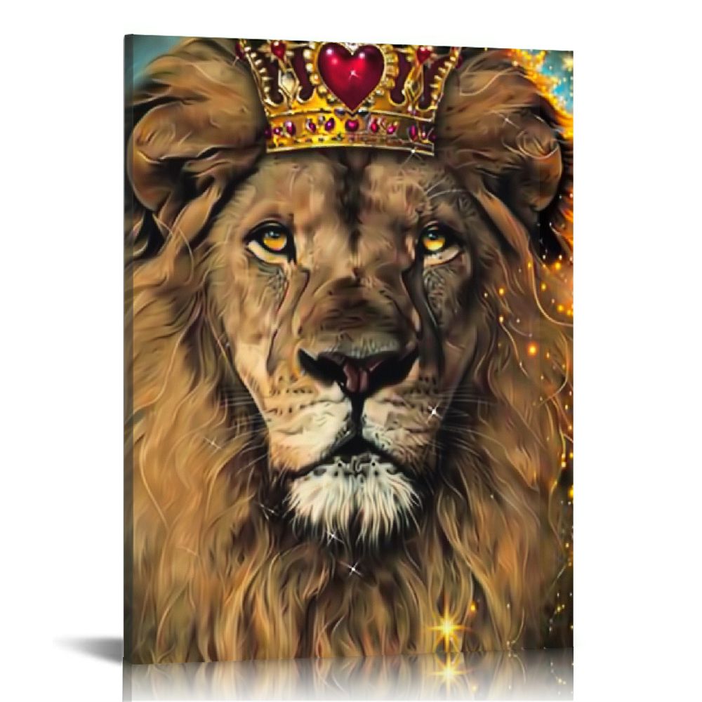 Nawypu Lion Paintings Wall Art Lion and Lioness with Crown Canvas ...