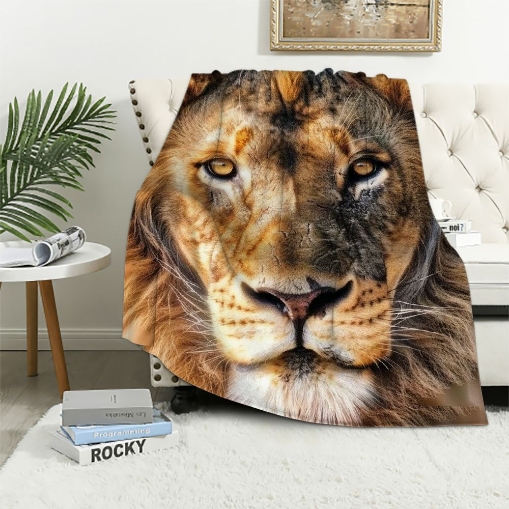 Nawypu Lion Printing Velvet Plush Throw Blanket Comfort Design Home ...