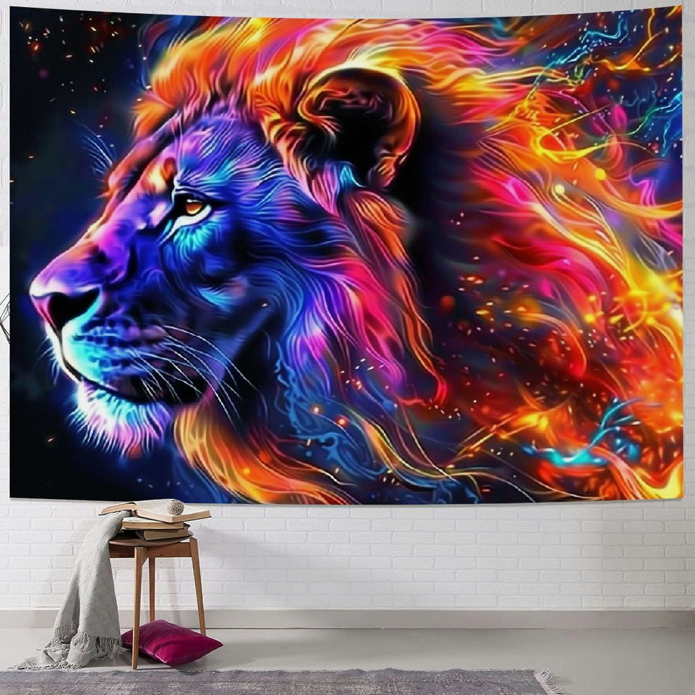 Nawypu Lion Tapestry Wall Hanging, Space Lion Male Galaxy Decor ...