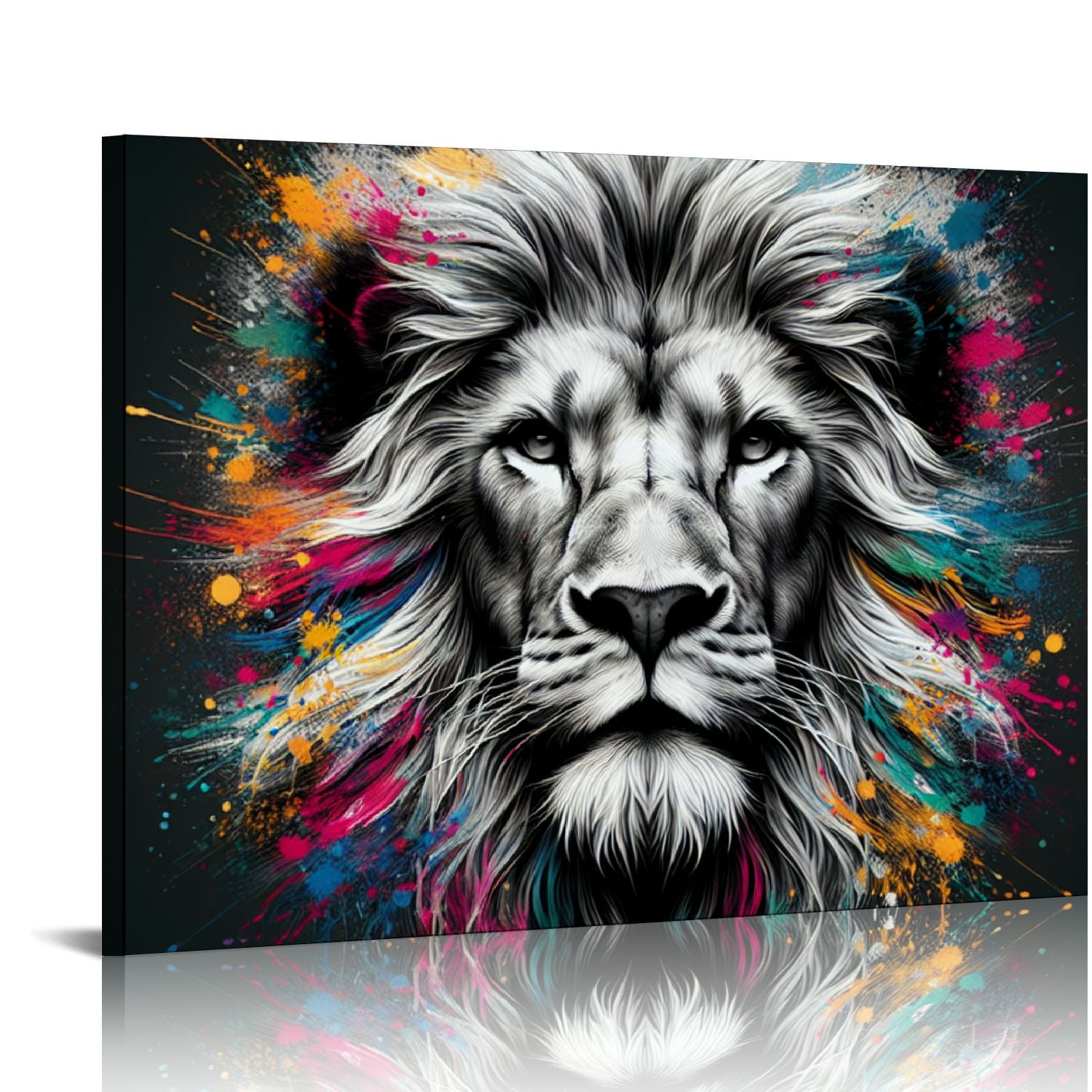 Nawypu Lion Wall Art for Living Room, Abstract Animal Wall Art for ...