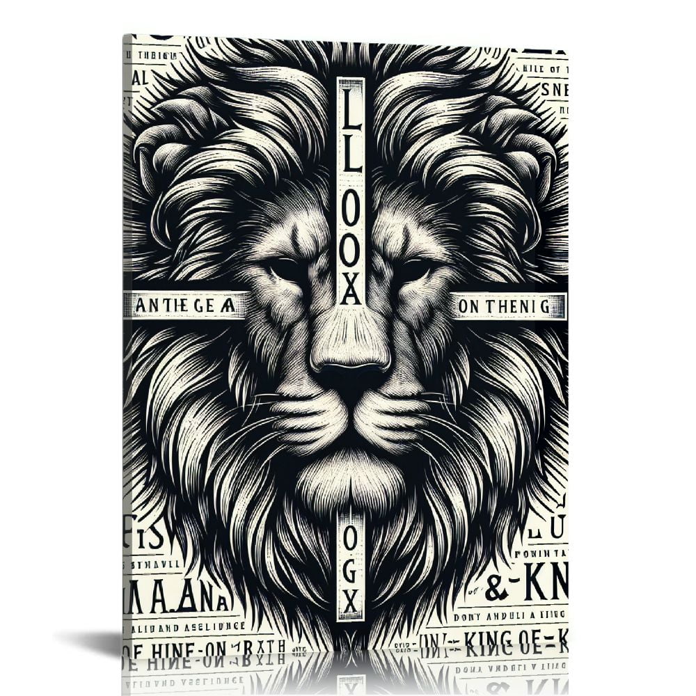 Nawypu Lion of Judah Wall Art Canvas Framed Bible Verse Poster Lion ...