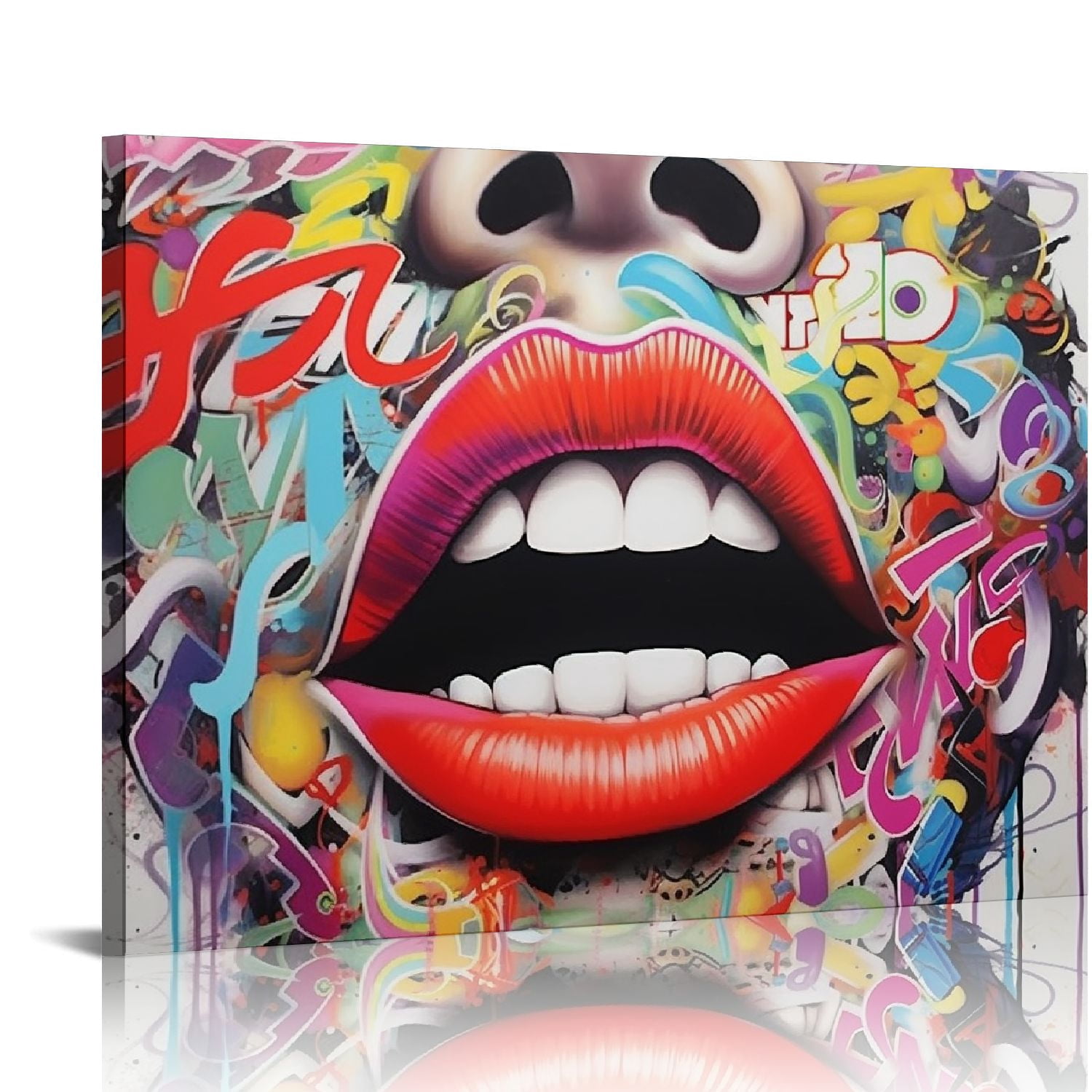 Nawypu Lips Graffiti Canvas Wall Art Poster Prints Colorful Picture ...