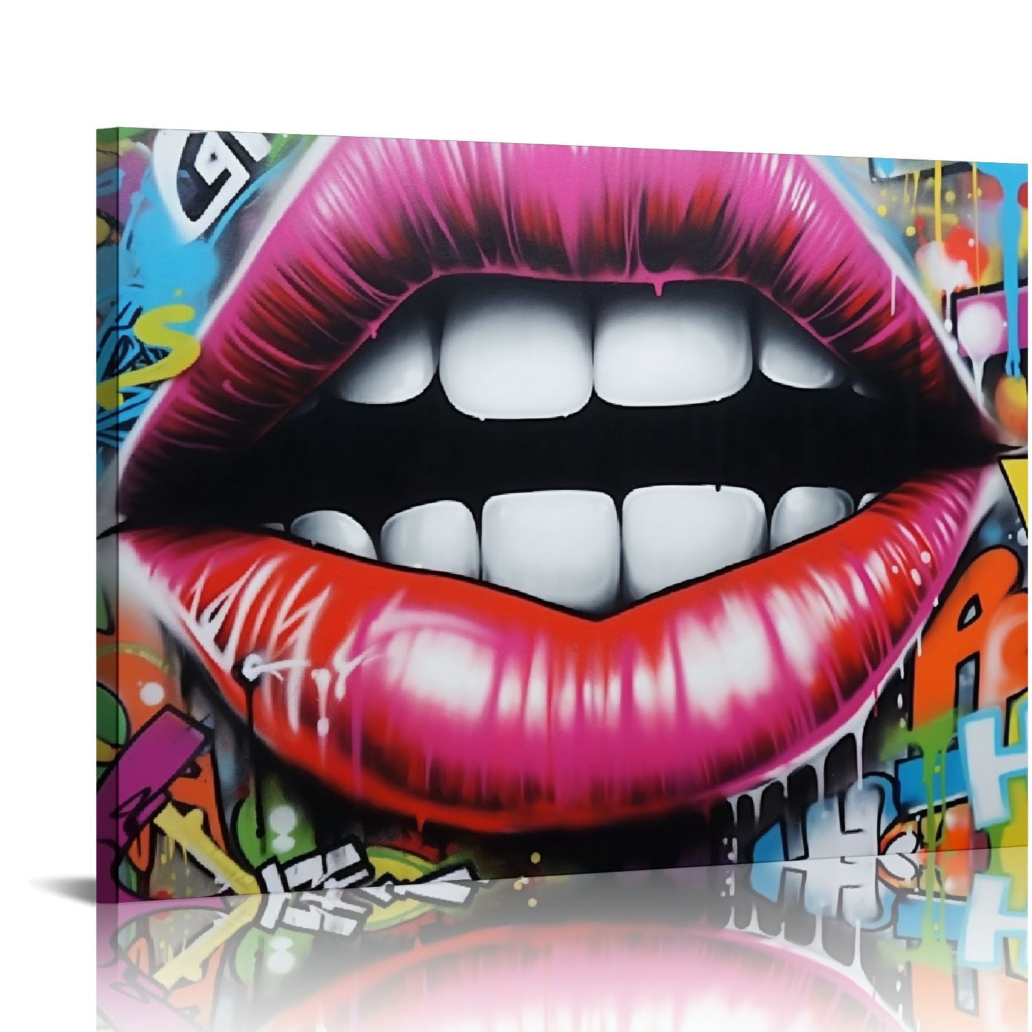 Nawypu Lips Graffiti Canvas Wall Art Poster Prints Colorful Picture ...