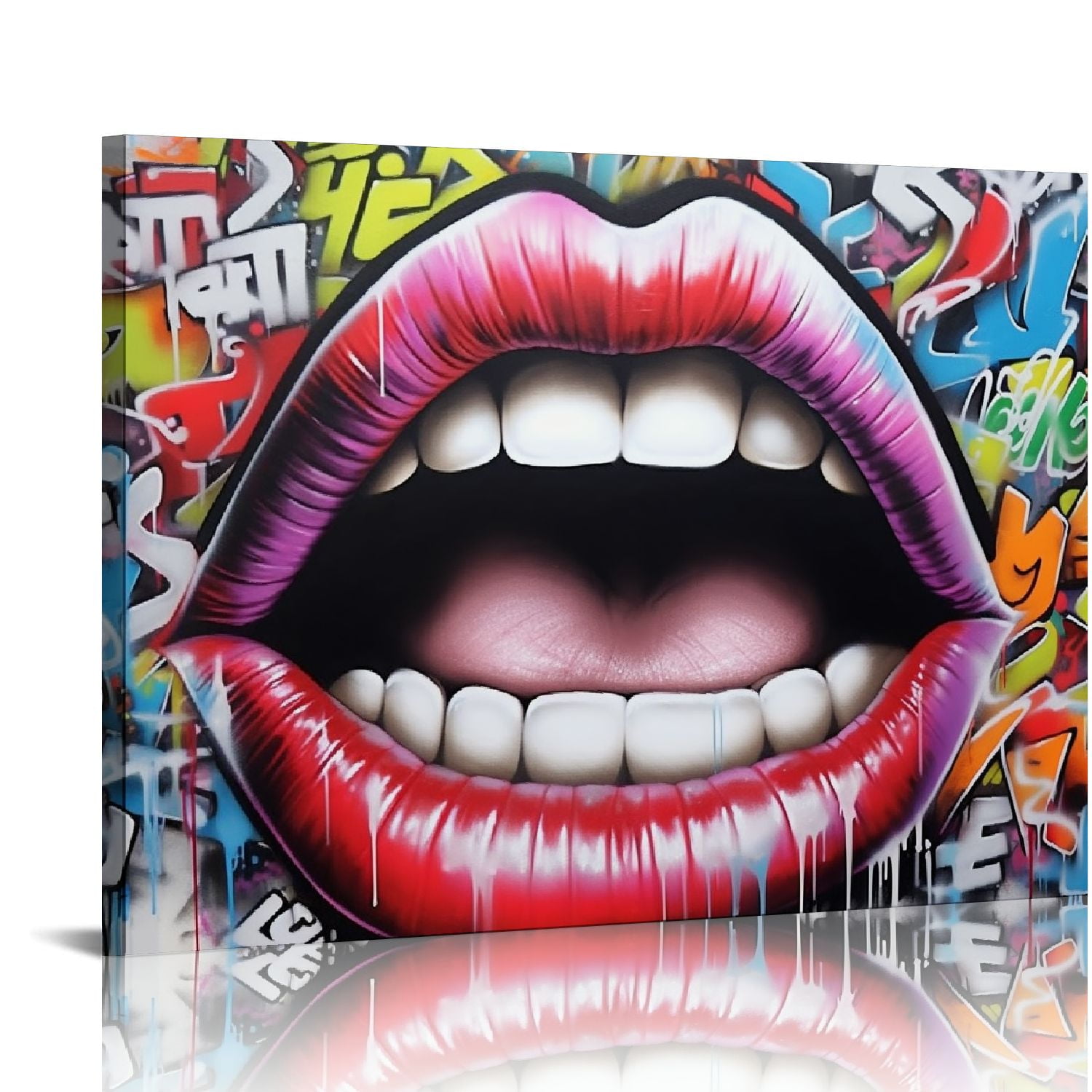 Nawypu Lips Graffiti Canvas Wall Art Poster Prints Colorful Picture ...