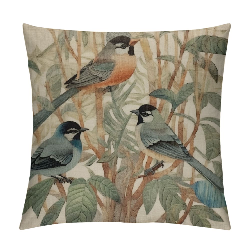 Nawypu Little Cute Birds Throw Pillow Covers Farmhouse with Zipper ...