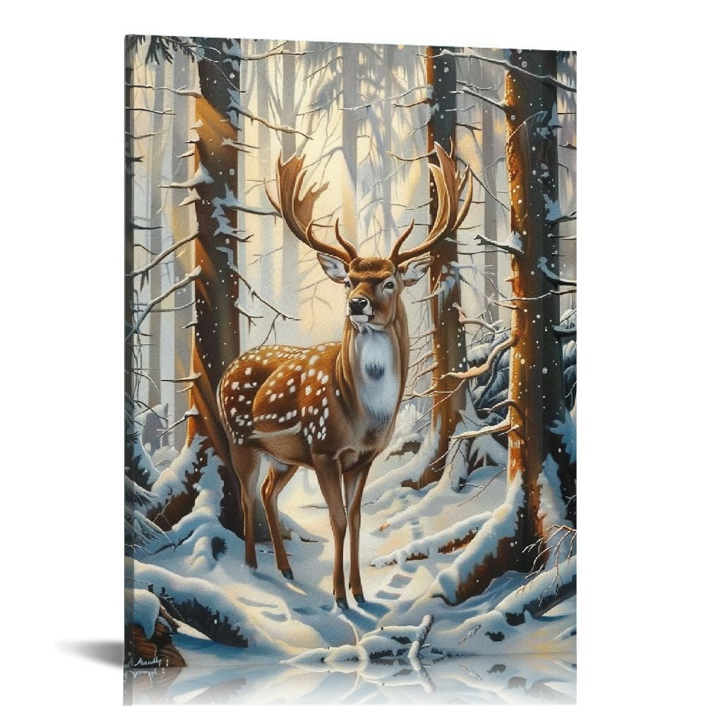 Awypu Living Room Art,Elegant Deer Wall Art, Large Canvas Wall Art ...